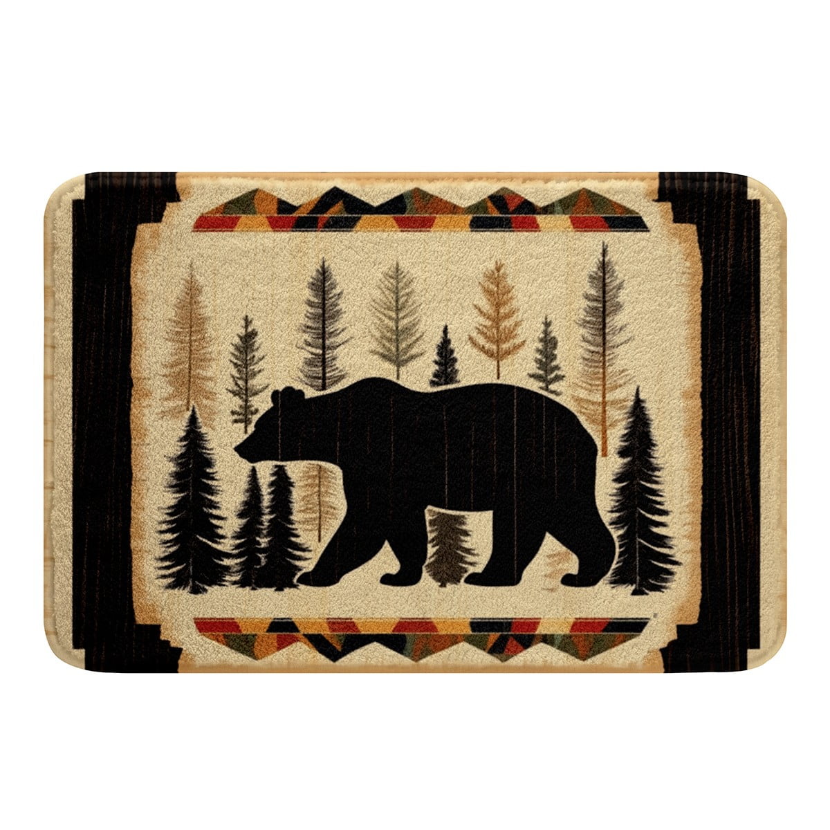 Rustic Black Bear Bath Mat Non Slip 20"X32",Hunting Animal Door Mat ...