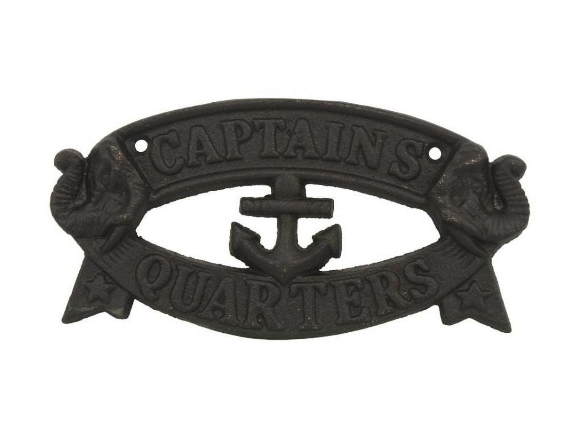 Rustic Black Cast Iron Captains Quarters Sign 8"" - Walmart.com