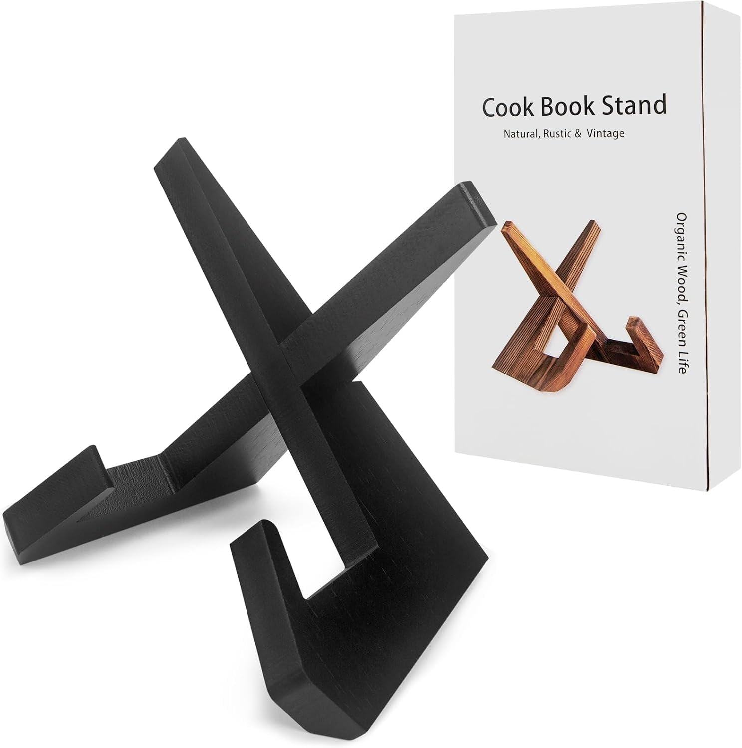 Rustic Black Cookbook Stand for Kitchen, Recipe Book Holder for Kitchen ...