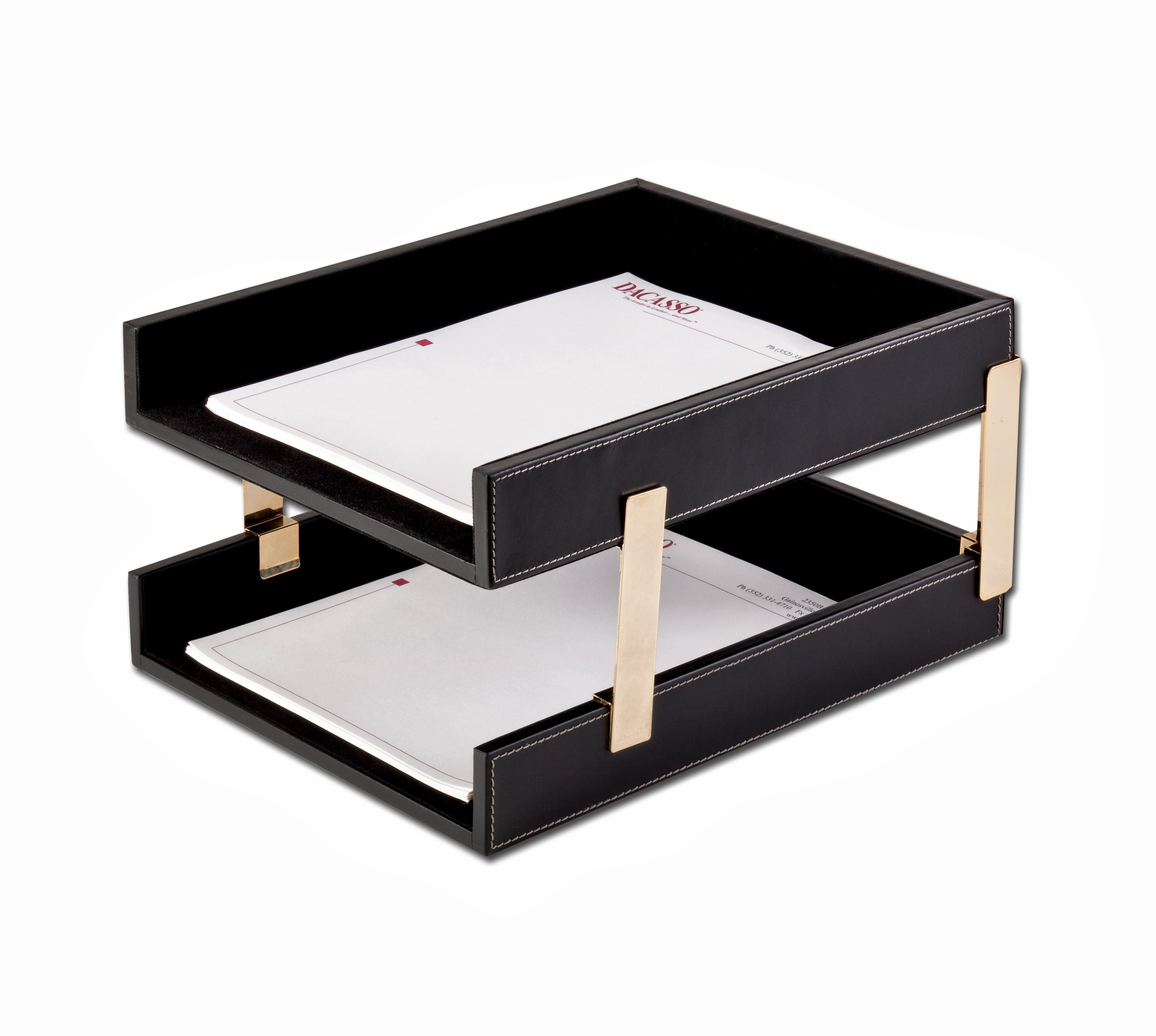 Rustic Black Leather Double Stacking Trays - Walmart.com