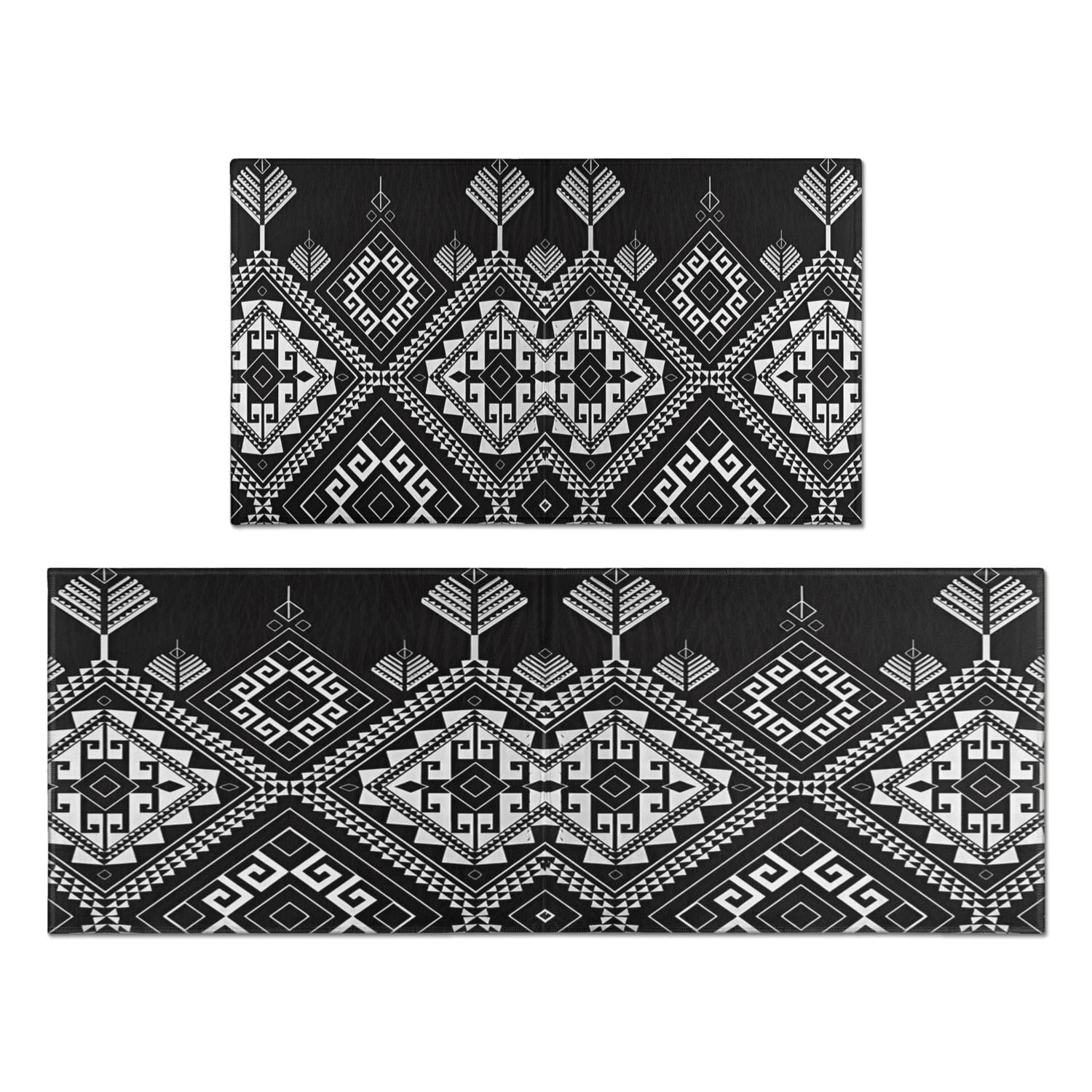 Rustic Black & White Farmhouse Moroccan Throw Rug - Non-Slip, Washable ...