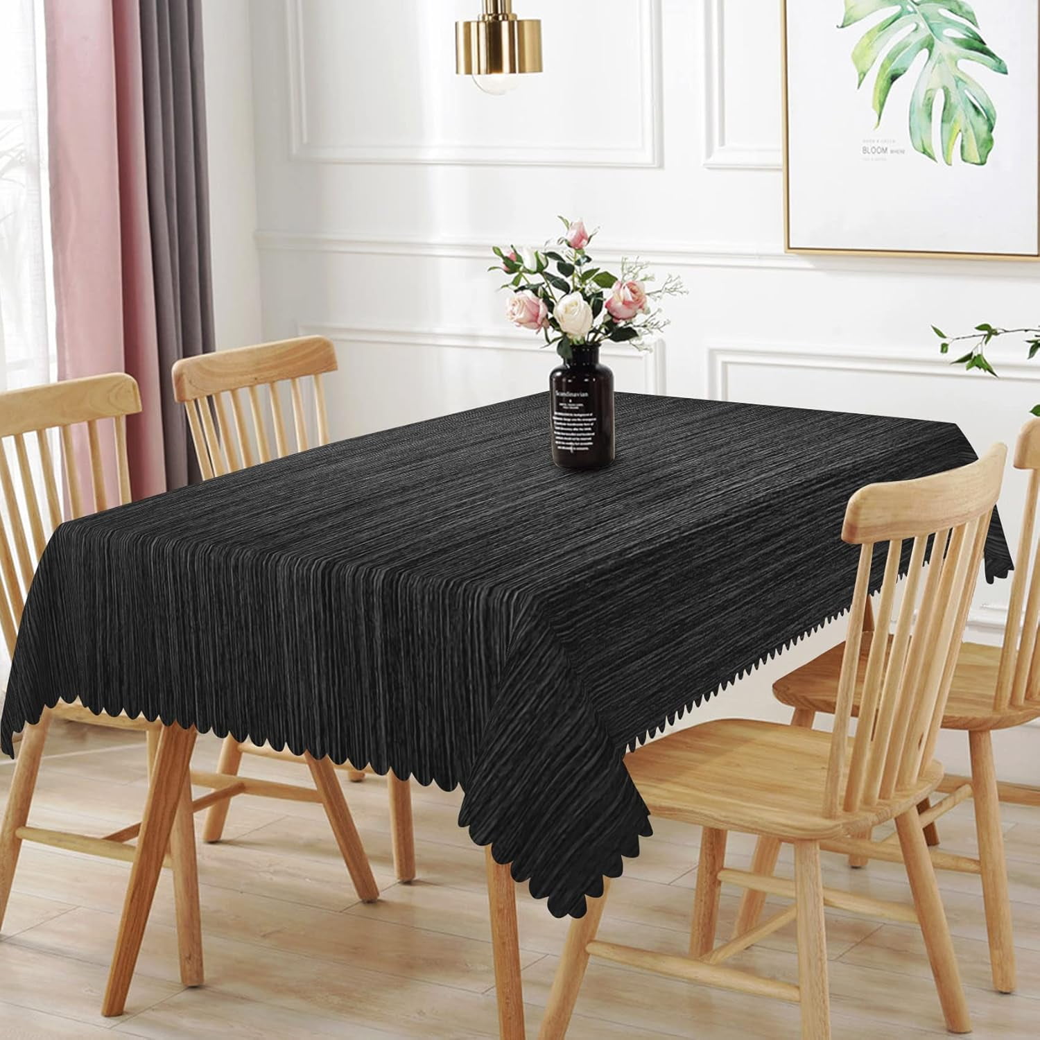 Rustic Black Wood Rectangle Tablecloth,70x108 Inch Retro Dark Black ...