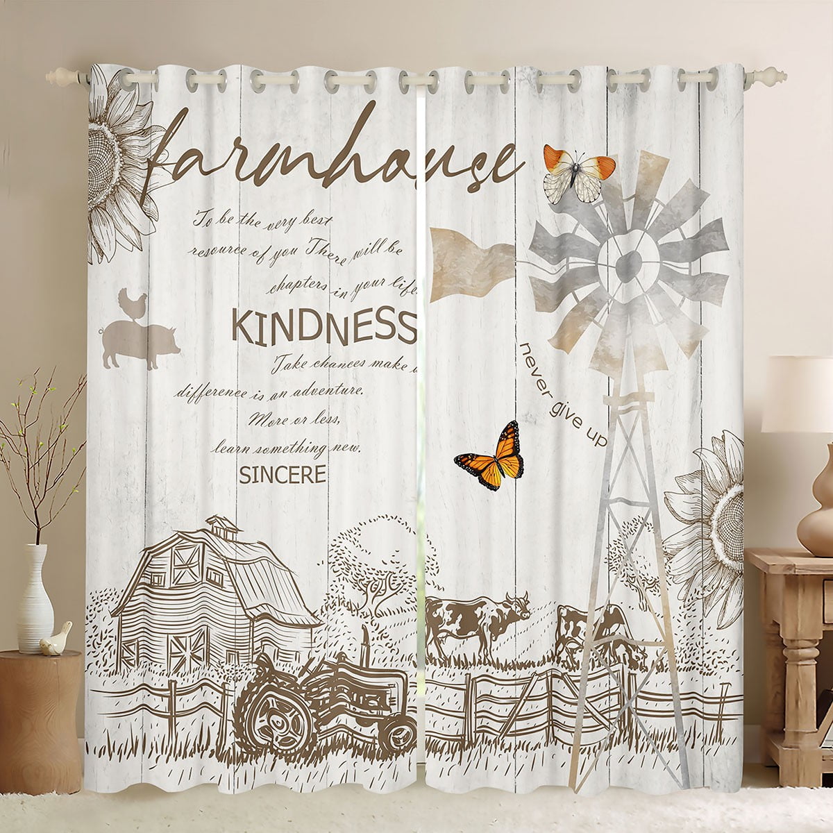 Rustic Blackout Curtains Windmill Cabin Lodge Curtains & Drapes Boys ...