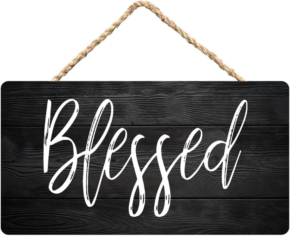 Rustic Blessed Wooden Sign Hanging Plaque Farmhouse Home Kitchen Wall ...