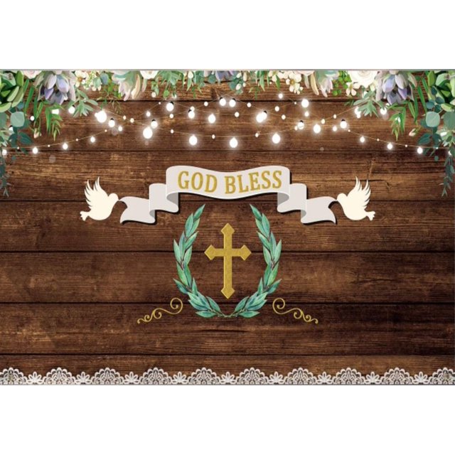 Rustic Blue Wood Leaves God Bless First Holy Communion Photography ...