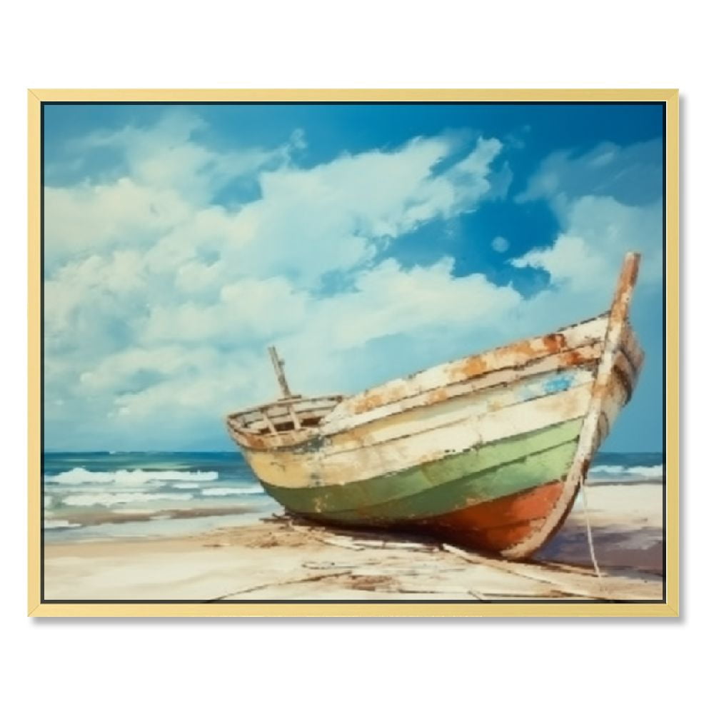 Rustic Boat Canvas Wall Art Beach Picture Coastal Wall Decor Prints for ...
