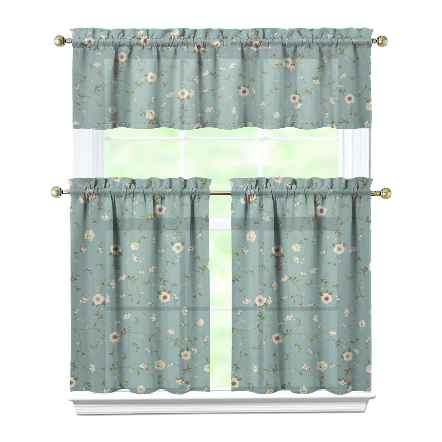 Rustic Bohemian Curtains 36 Inch - 3 Panel Wildflower Farmhouse Set ...