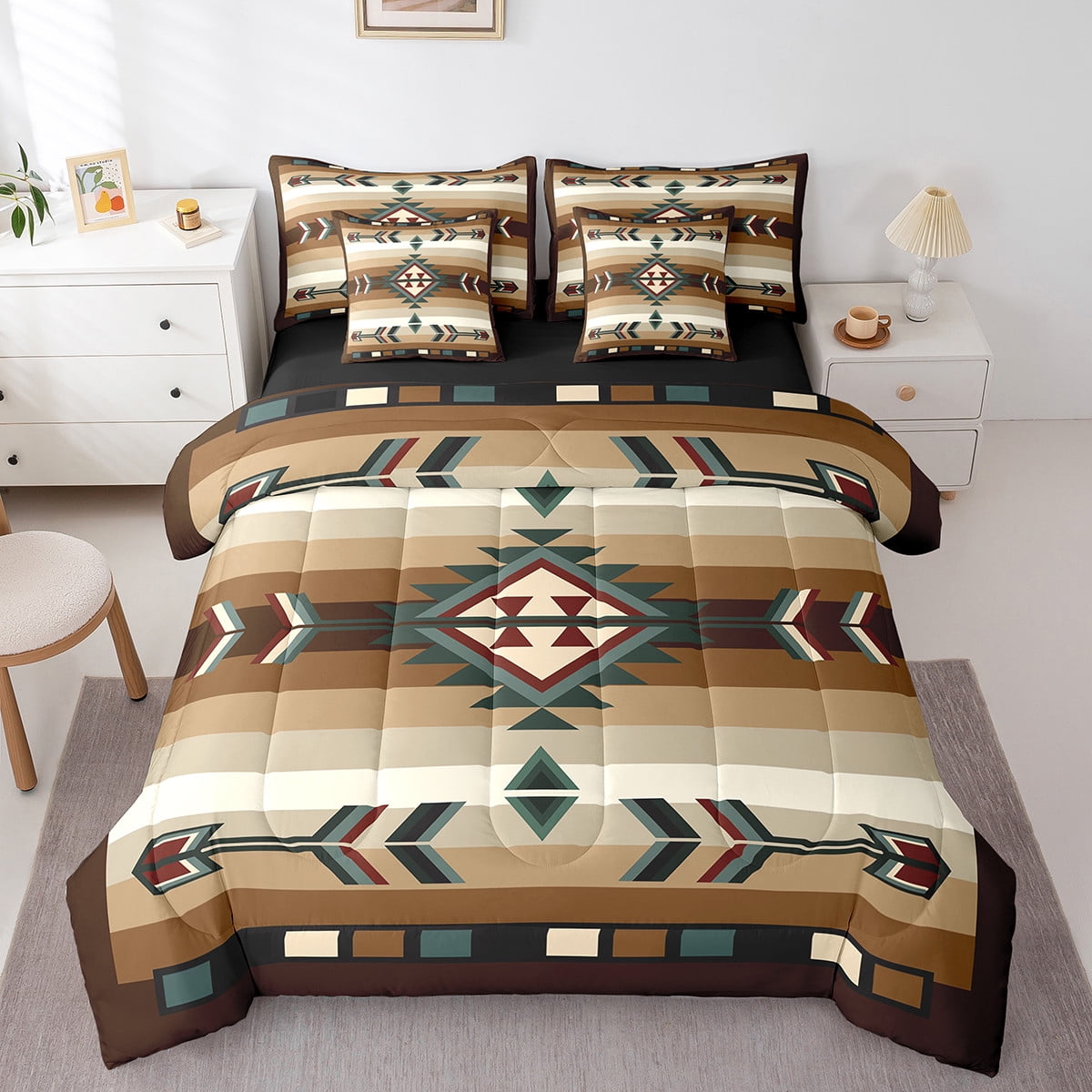 Rustic Bohemian Queen Comforter Set 7 Piece American Southwestern ...