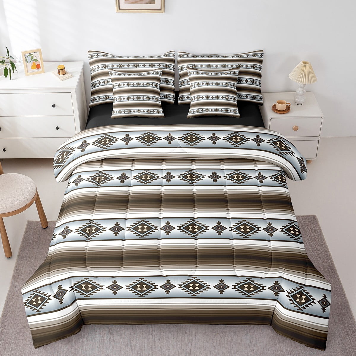 Rustic Boho Full Comforter Set With Sheets 7 Piece Bohemian Western ...