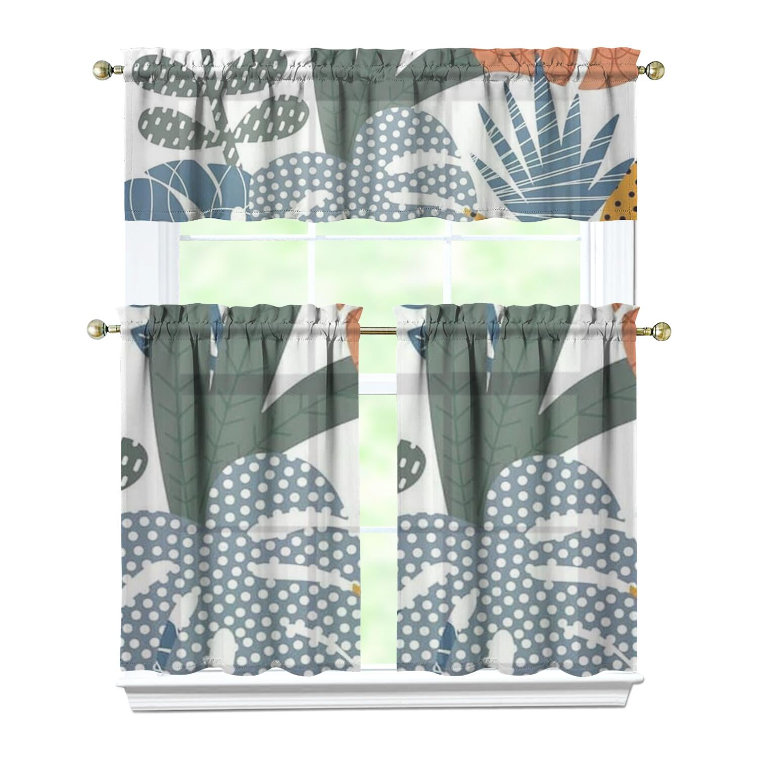 Rustic Boho Kitchen Curtains Set Tribal Artistic Tier and Valance ...