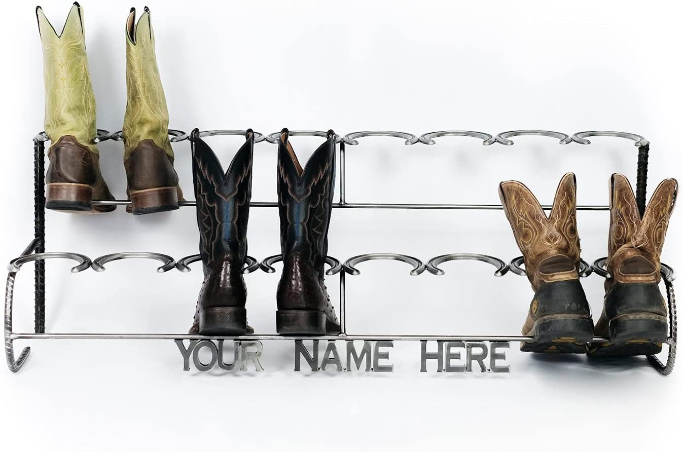 Rustic Boot Rack Storage Made of Horseshoes Perfect for Organizing ...