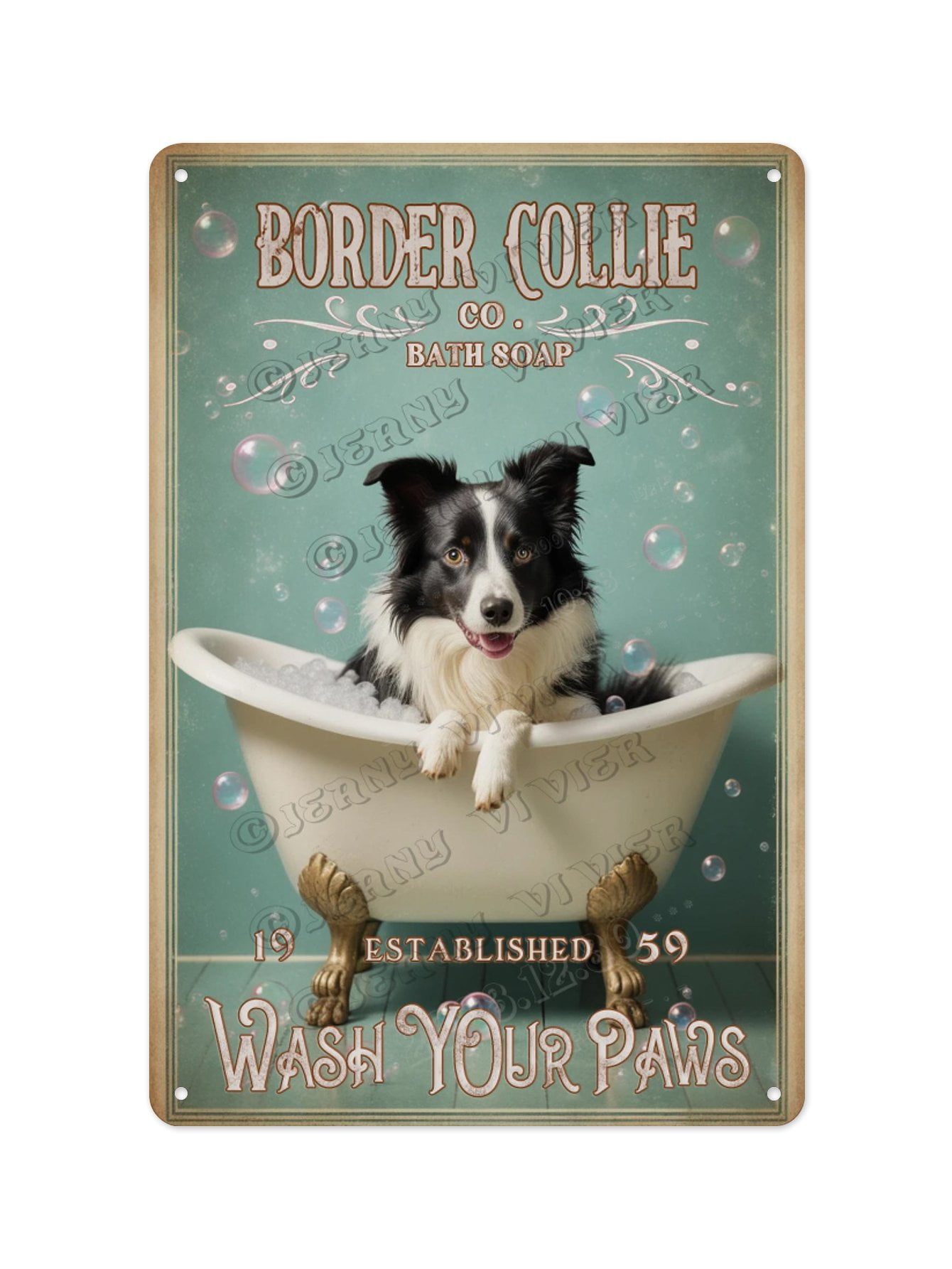 Rustic Border Collie Dog Aluminum Sign 8 x 12 Inches - Humorous Decor ...