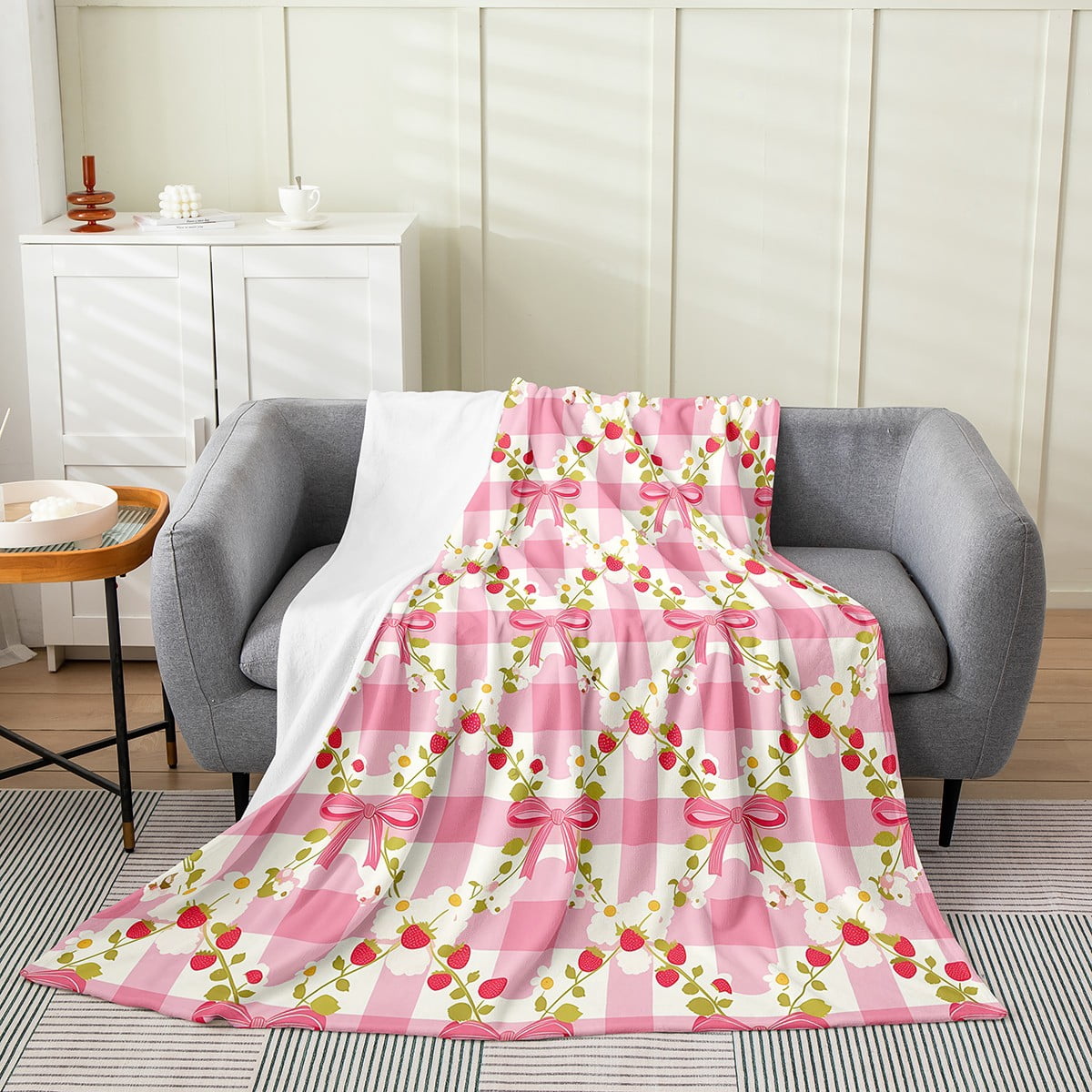 Rustic Bowknot Fleece Blanket ish Pink Bow Blanket Present Cute ...
