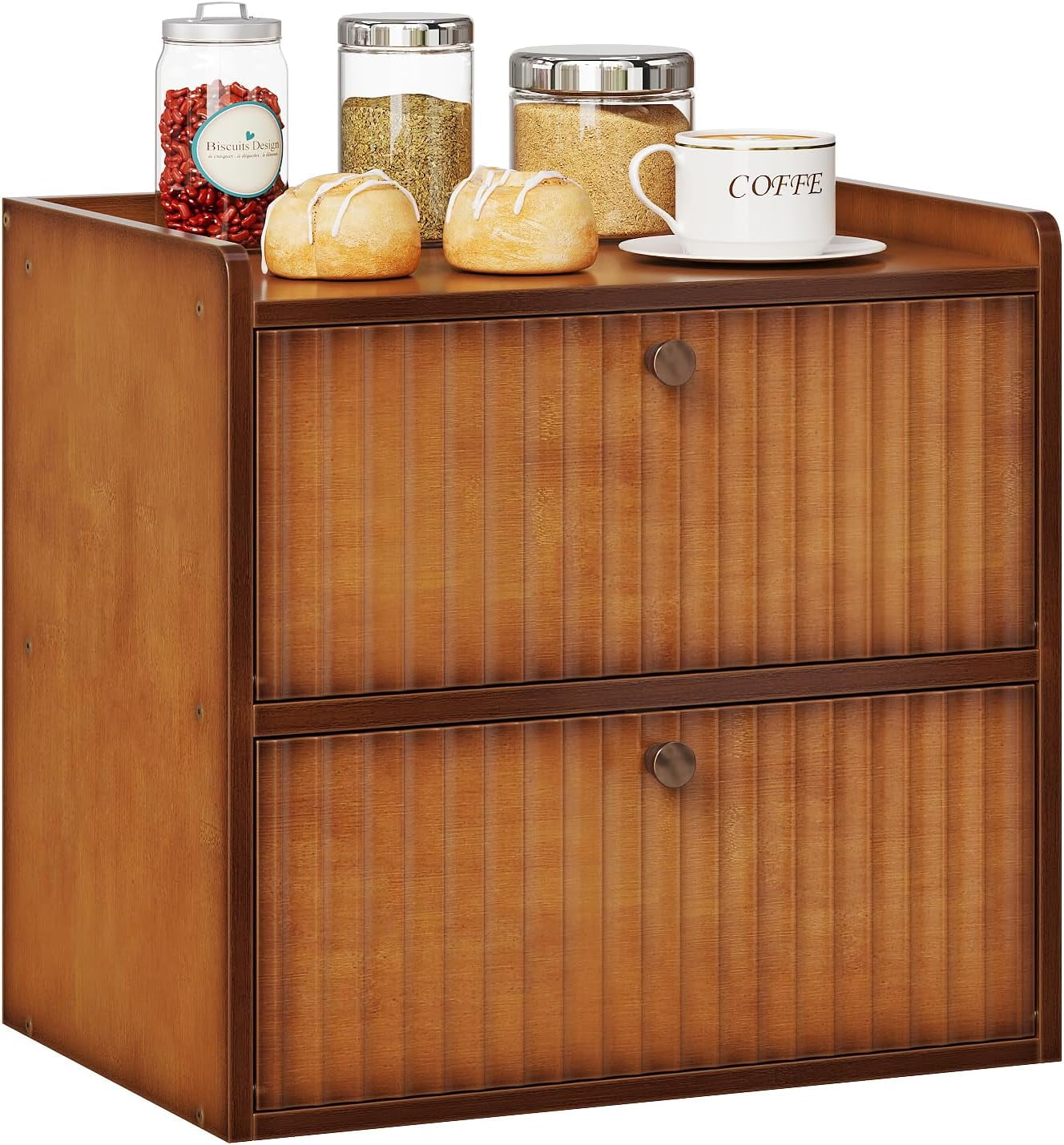 Rustic Bread Box for Kitchen Countertop Bamboo Bread Storage Container ...