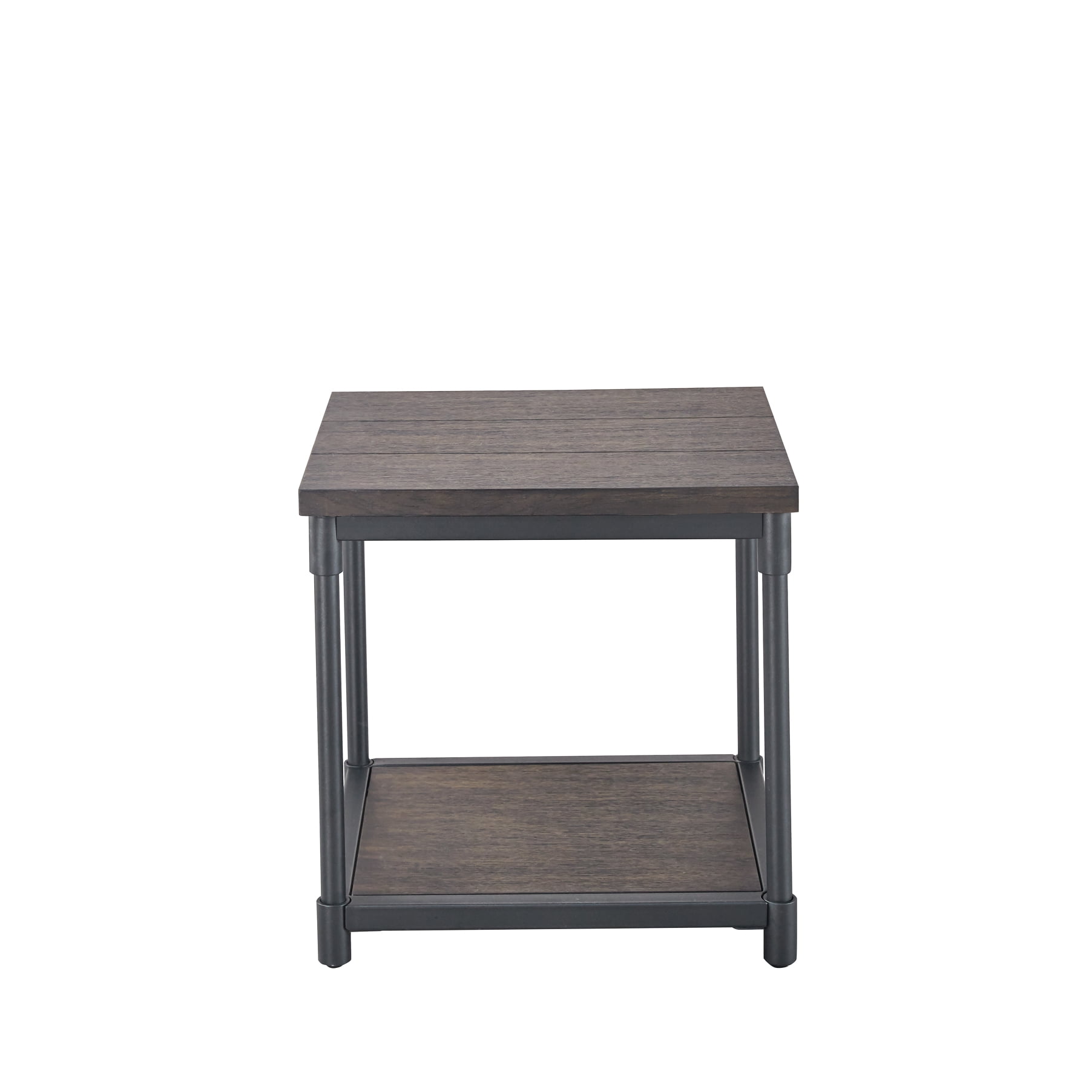 Rustic Brown End Table, Plank Style , Made Of Oak Veneers And Iron ...