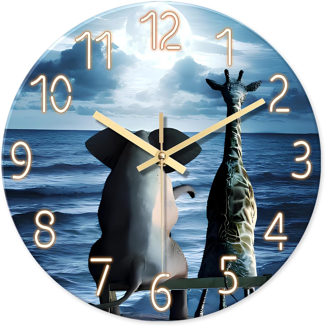 Rustic Brown Glass Wall Clocks Battery Operated 12 inch Highland Cow ...