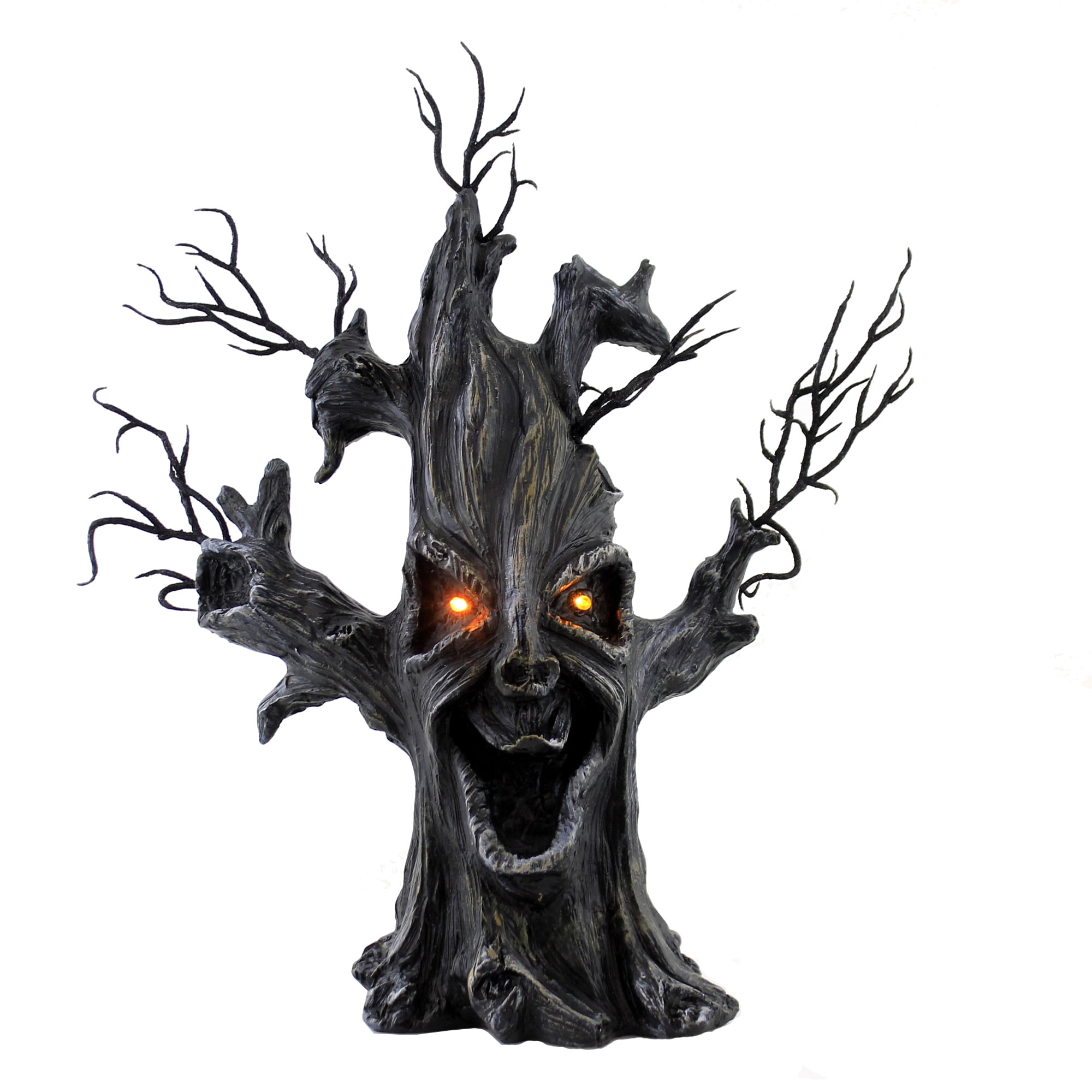 Rustic Brown Halloween Tree Face LED 13 inch Acrylic Decorative ...