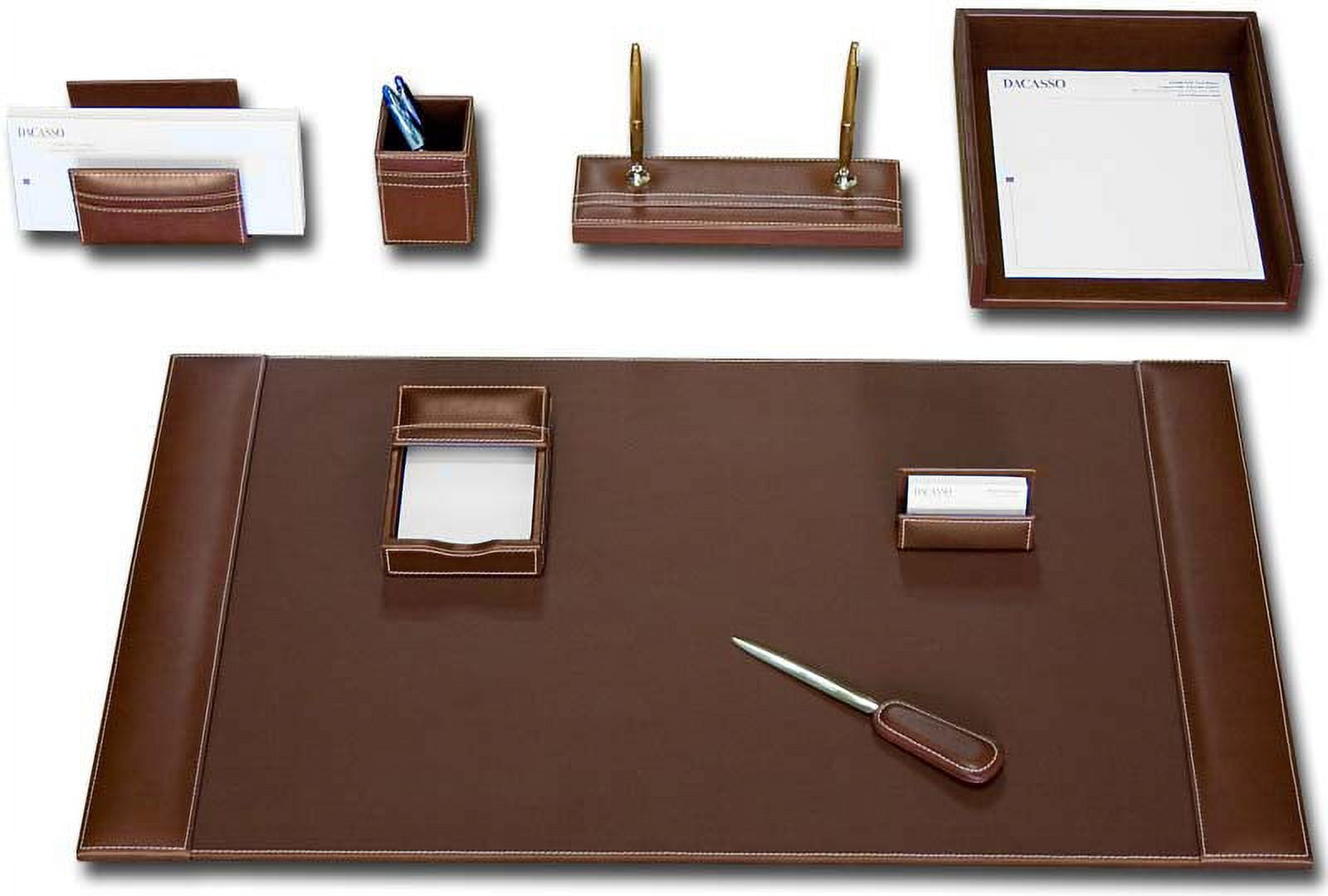 Rustic Brown Leather 8-Piece Desk Set - Walmart.com