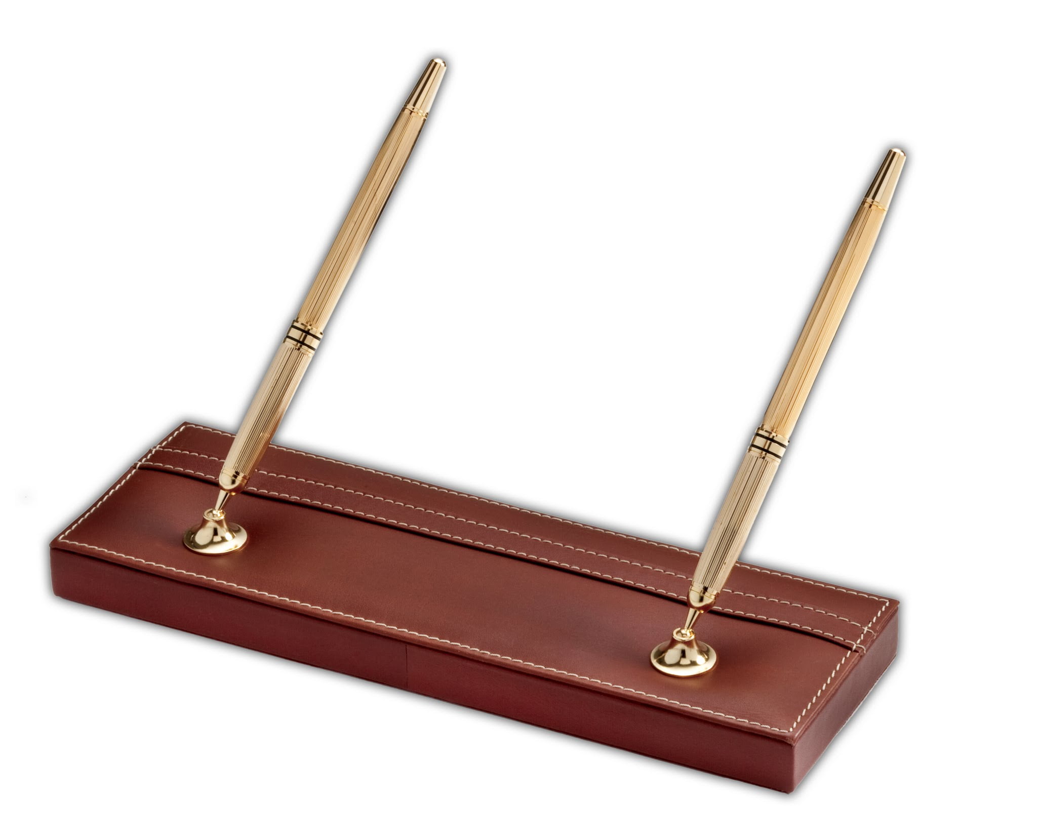 Rustic Brown Leather Pen Stand with Gold Accents - Walmart.com