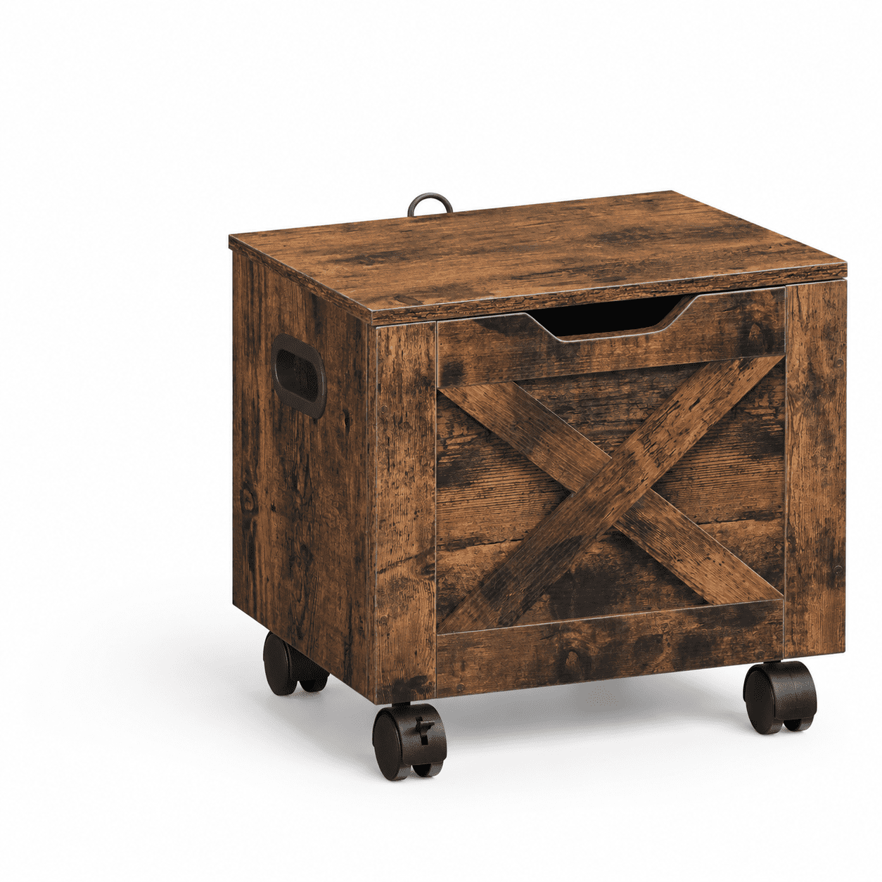 Rustic Brown Rolling Under Desk Single Drawer Filing Cabinet for A4 ...