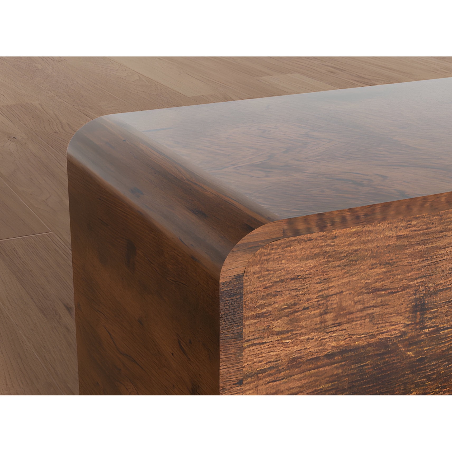Rustic Brown TV Console with 4 Support Feet and Rounded Corners ...