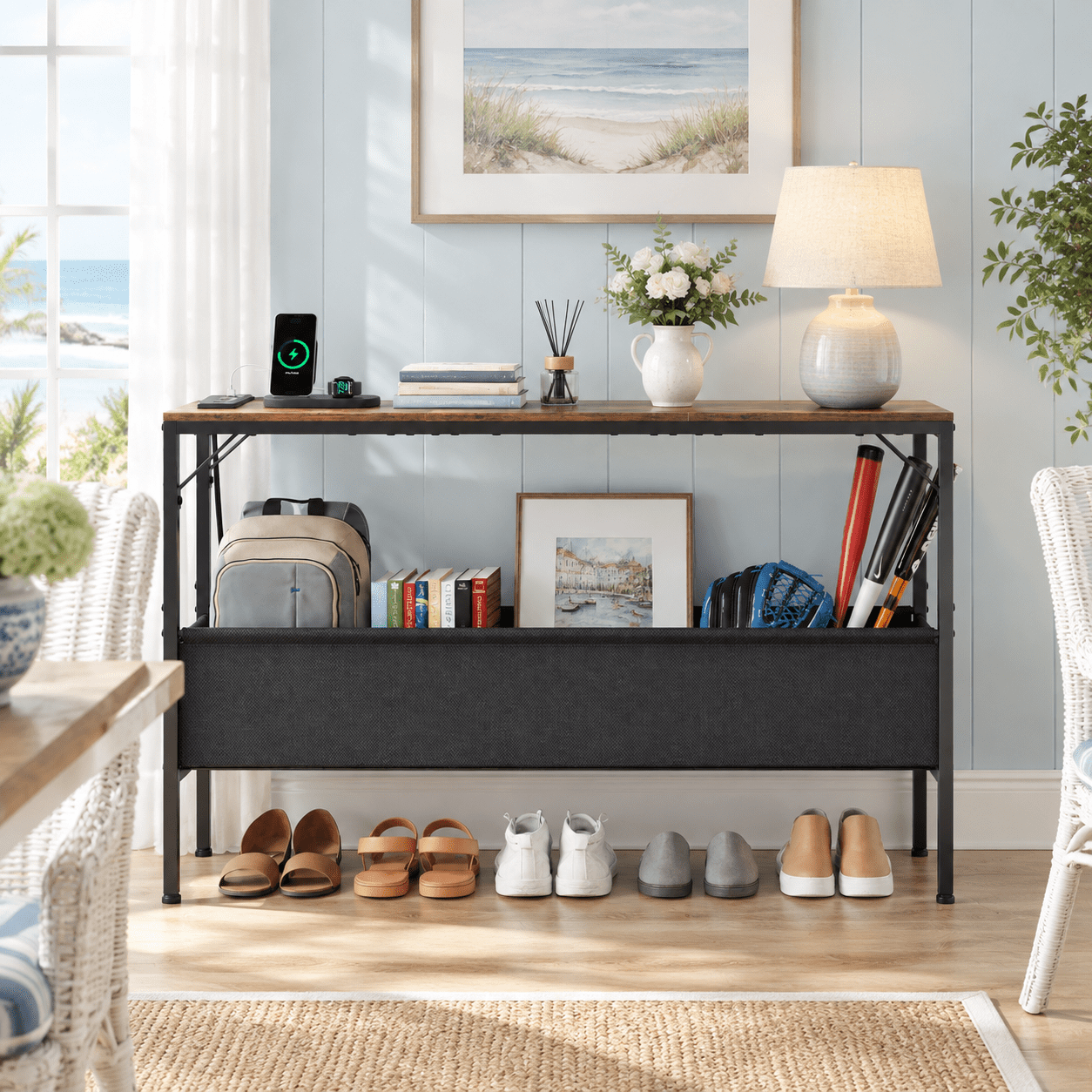 Rustic Brown Table with Power Outlet (47.2