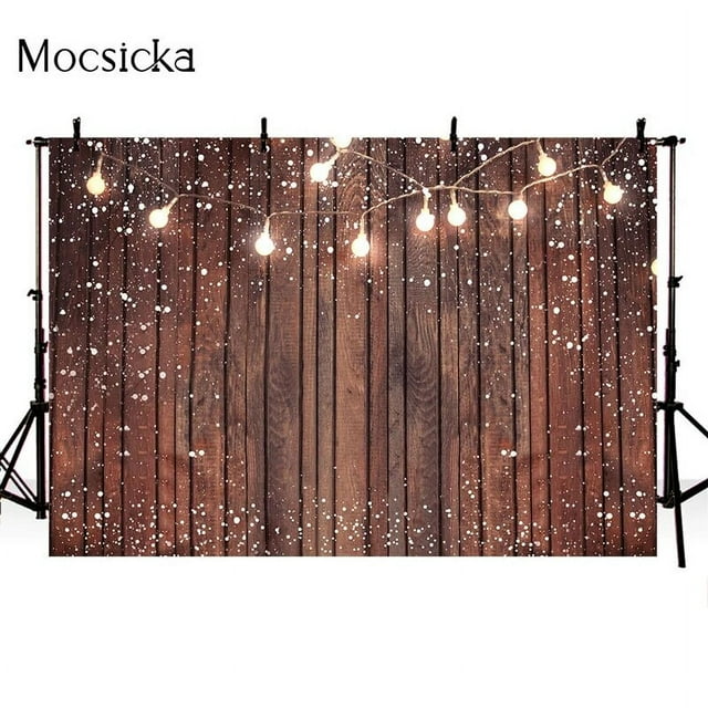 Rustic Brown Wood Plank Photography Background String Lights Sunflower ...