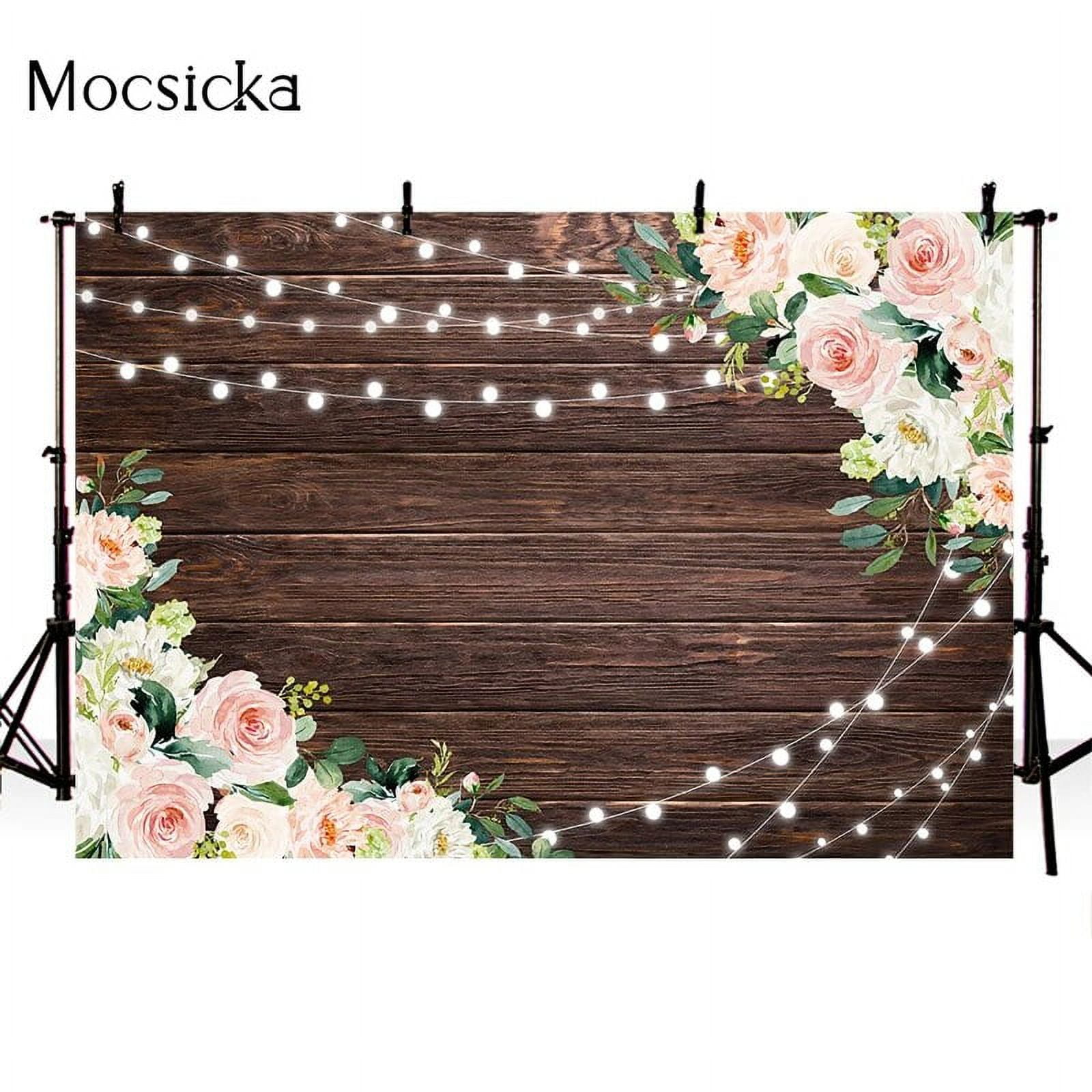 Rustic Brown Wood Plank Photography Background String Lights Sunflower ...