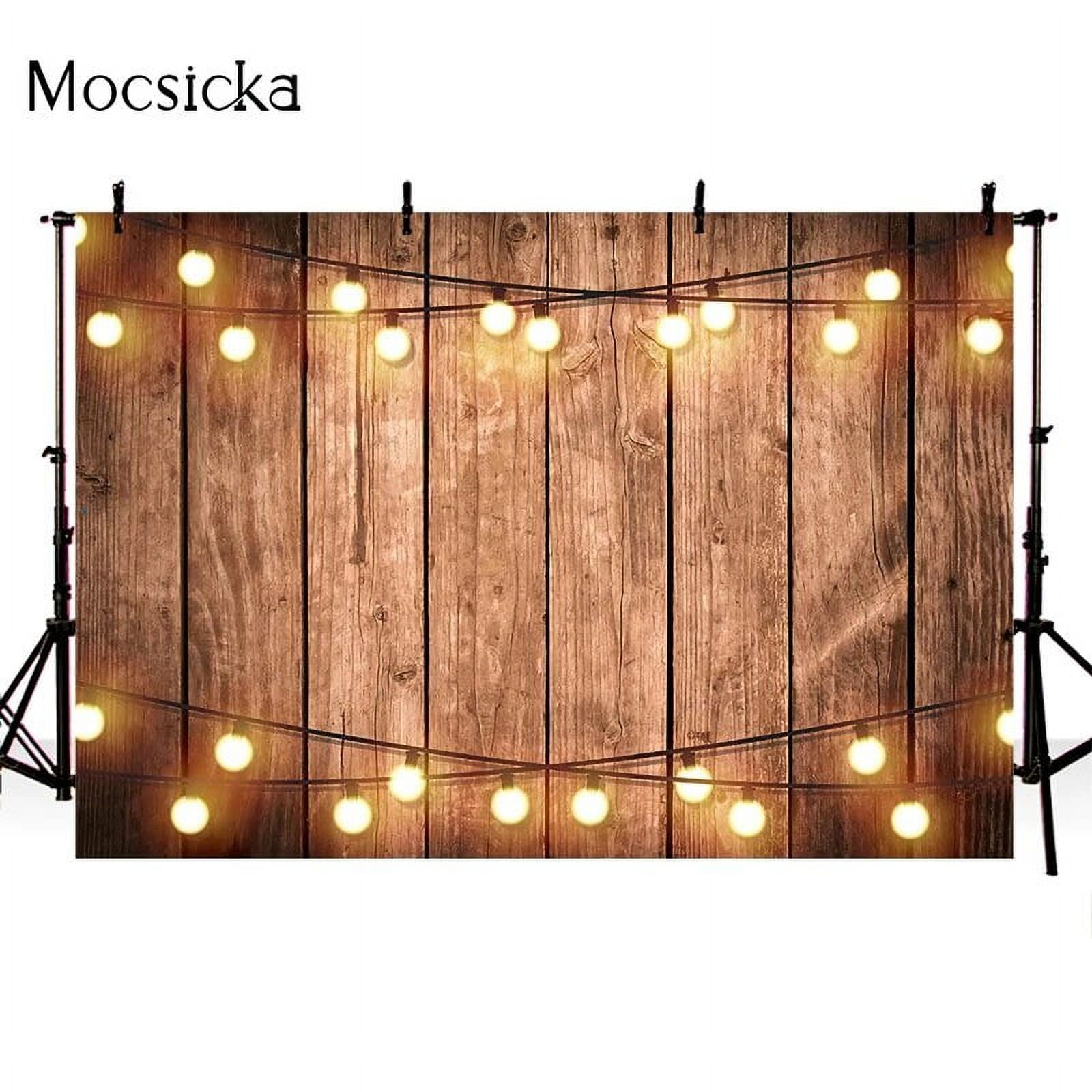 Rustic Brown Wood Plank Photography Background String Lights Sunflower ...