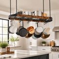 Rustic Brown and Black 39.4''L x 13''W x 2.4''H Hanging Pot Rack ...