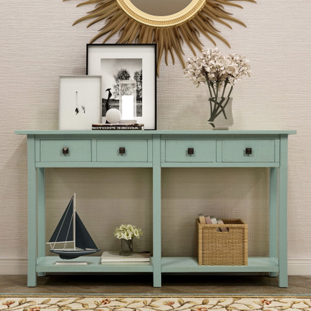 Rustic Brushed Texture Entryway Table Console Table with Drawers and ...