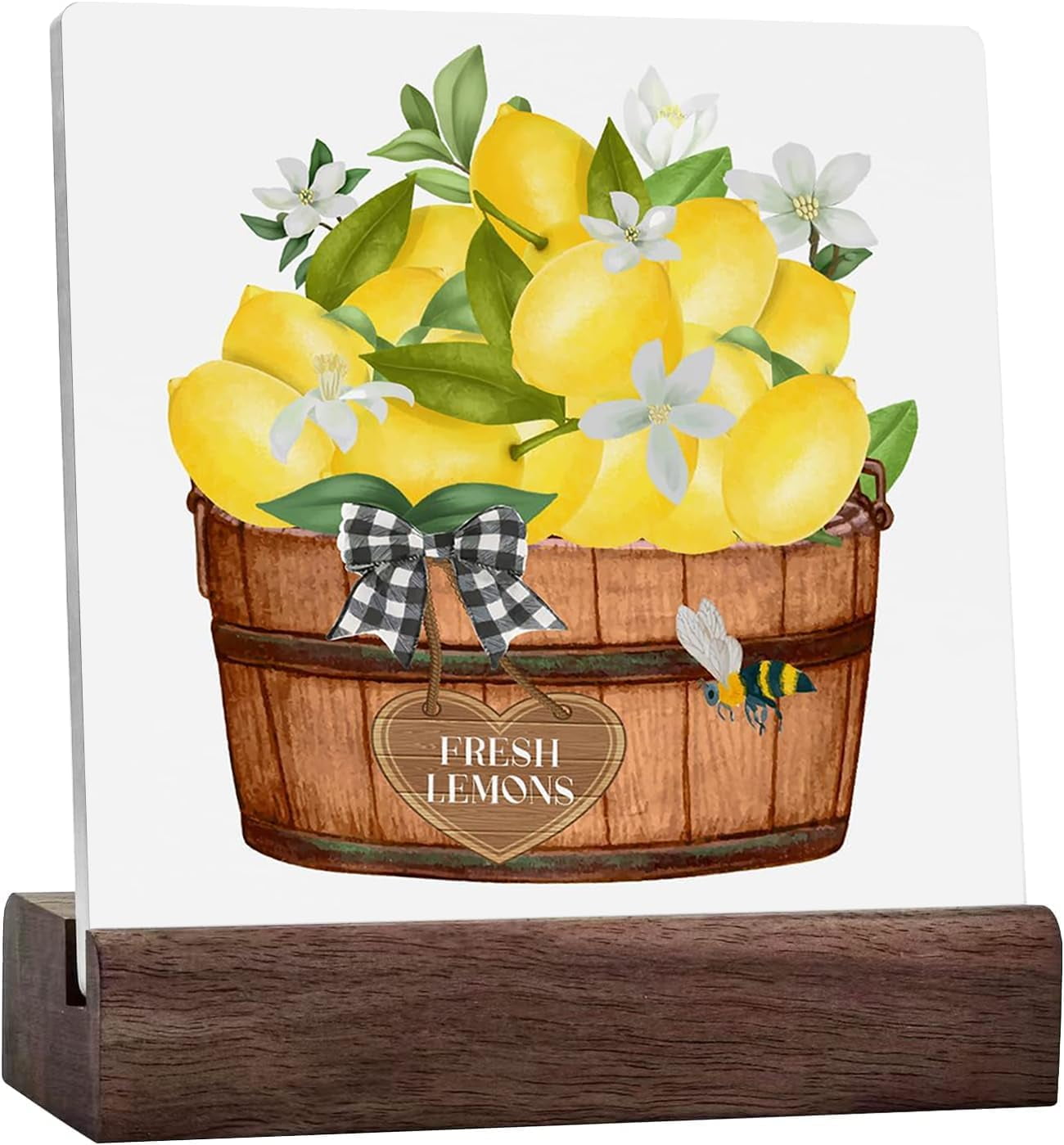 Rustic Bucket Of Lemons Ceramic Table Sign, Farmhouse Lemon Artwork ...