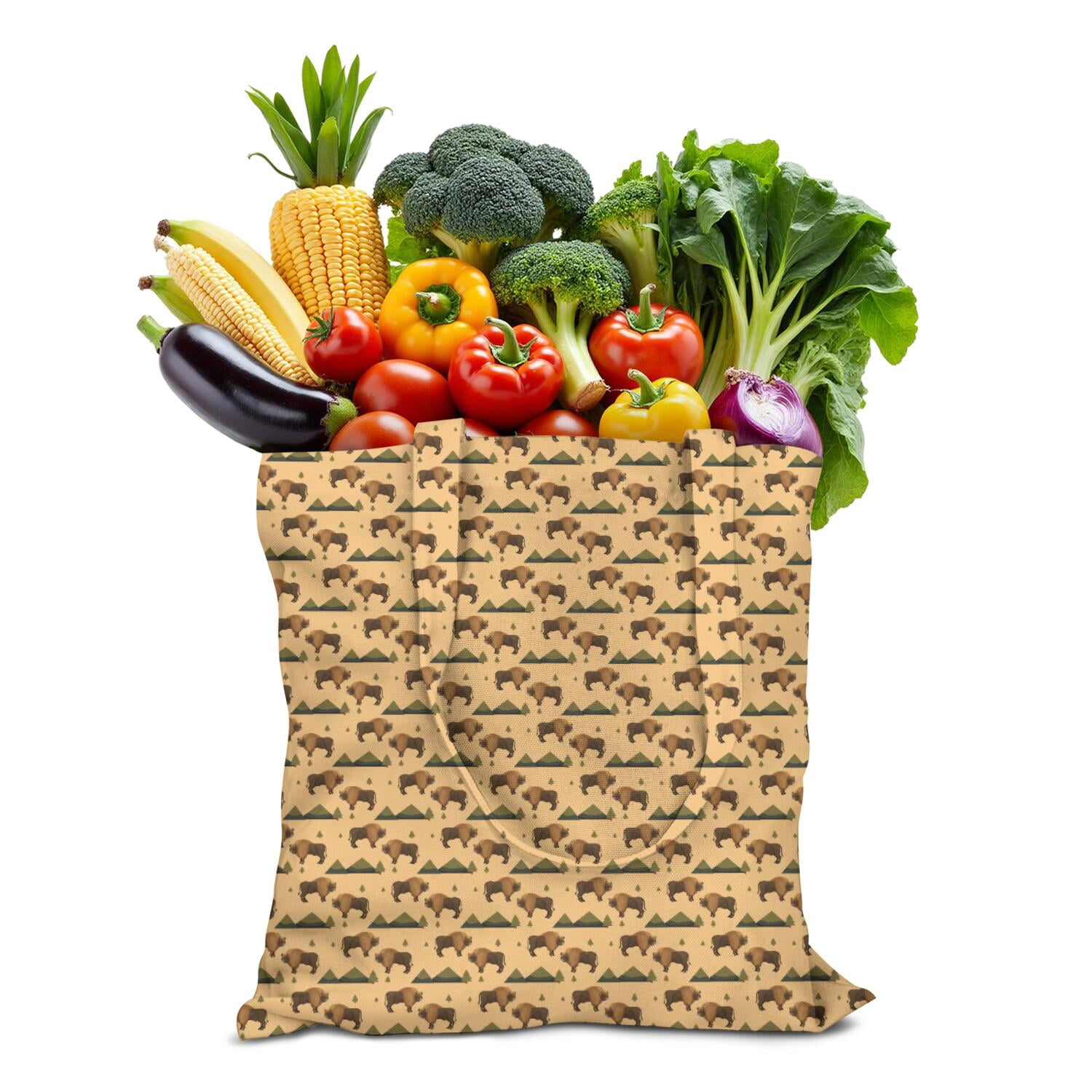 Rustic Bull and Sunflower Canvas Tote Bag – Cow Print Floral Pattern ...