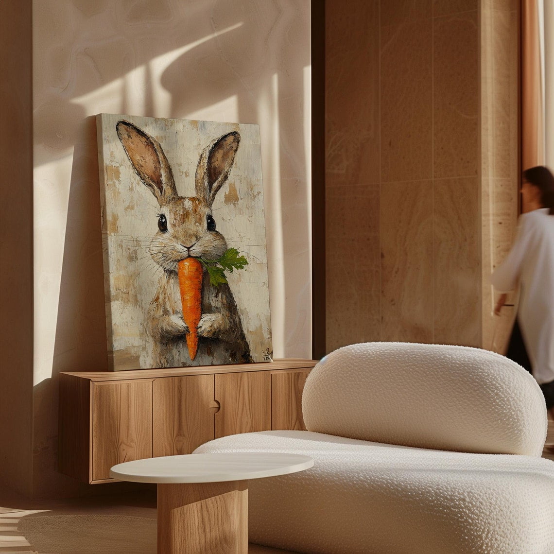 Rustic Bunny With Carrot Wall Art - Farmhouse Animal Decor, Whimsical ...