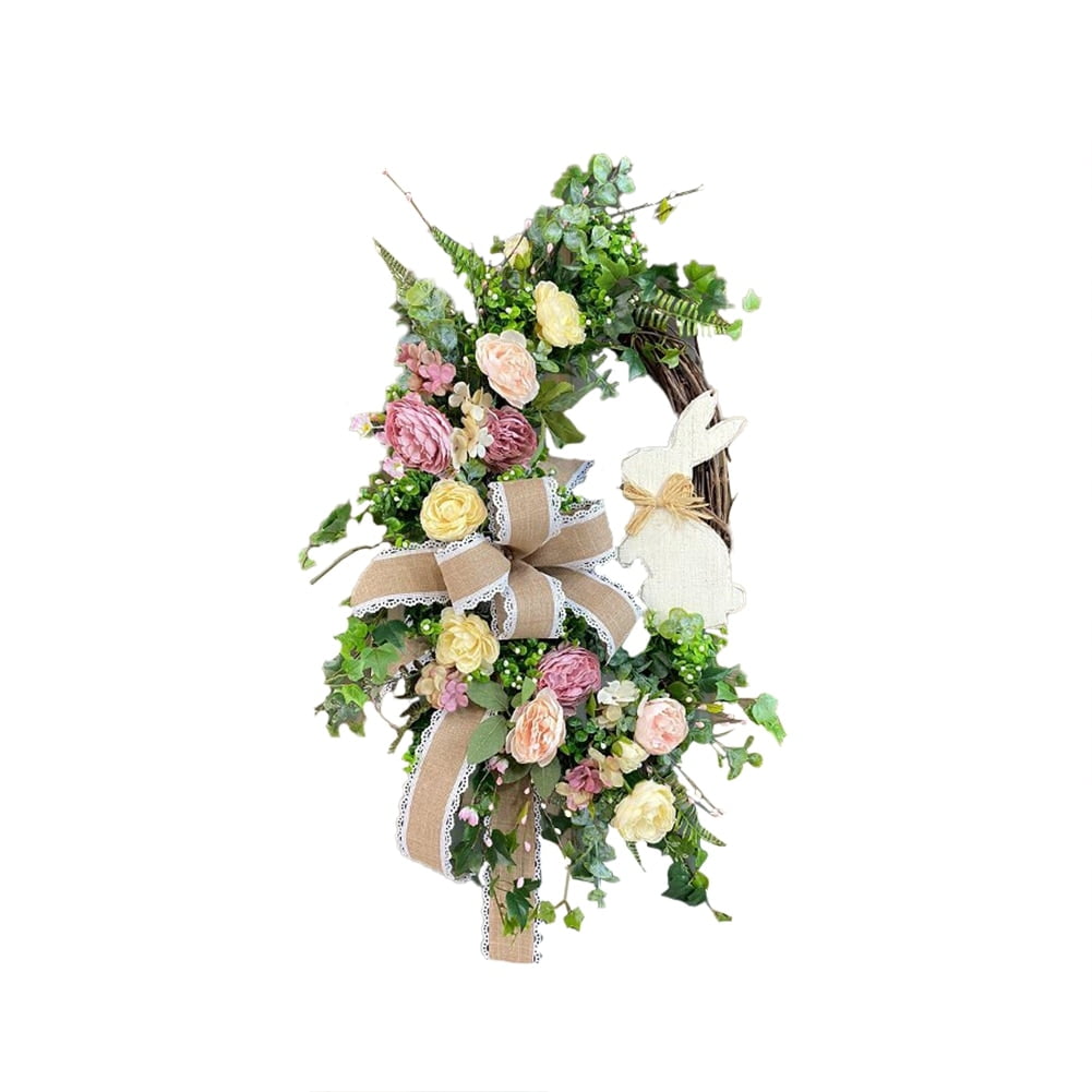 Rustic Bunny Wreath, Spring Wreaths for Front Door, Easter Rabbit Front ...