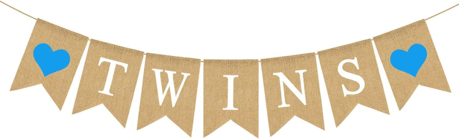 Rustic Burlap Twins Banner for Twin boys Baby Shower Party Decoration ...