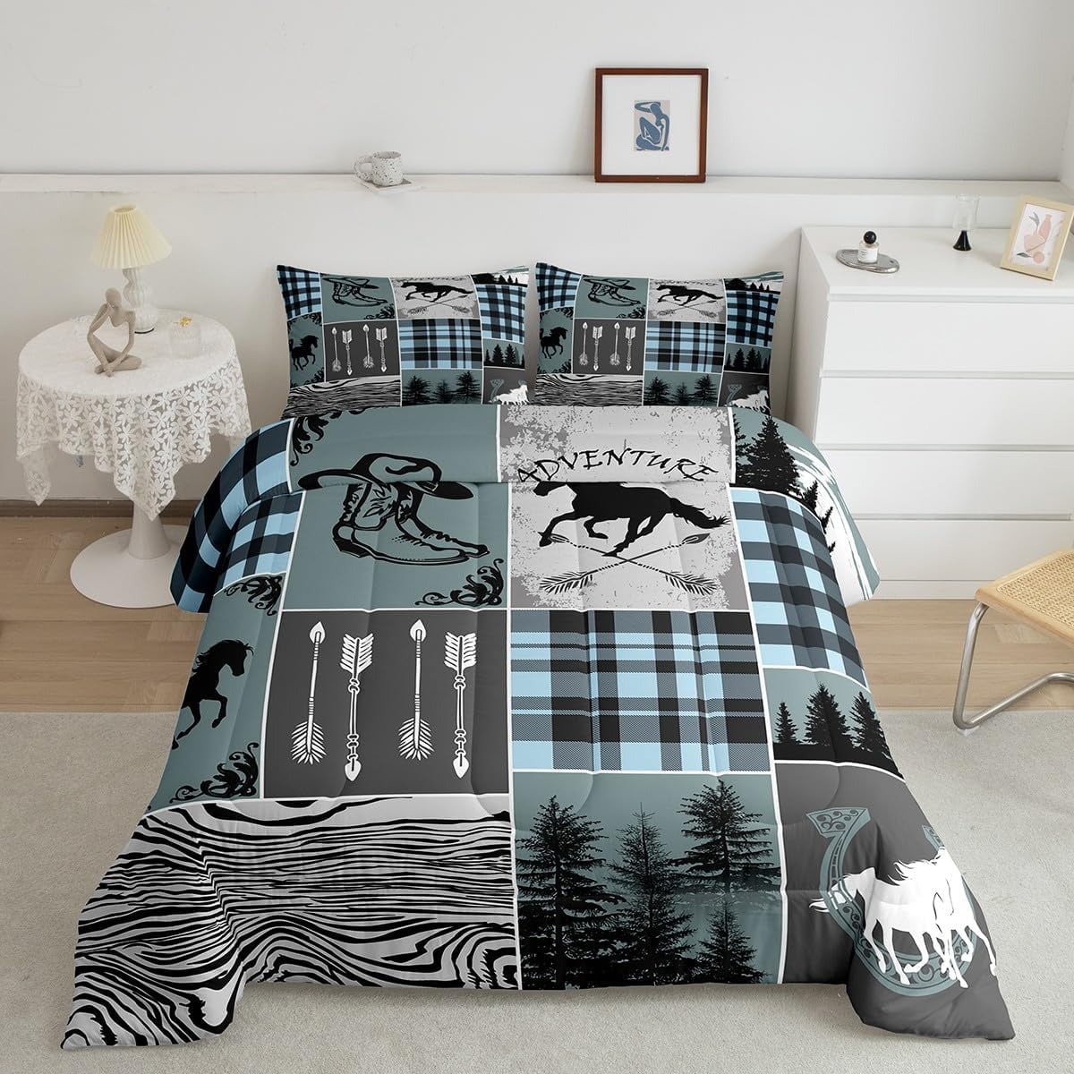 Rustic Cabin Comforter Set for Men Farmhouse Country Bear Moose Bedding ...