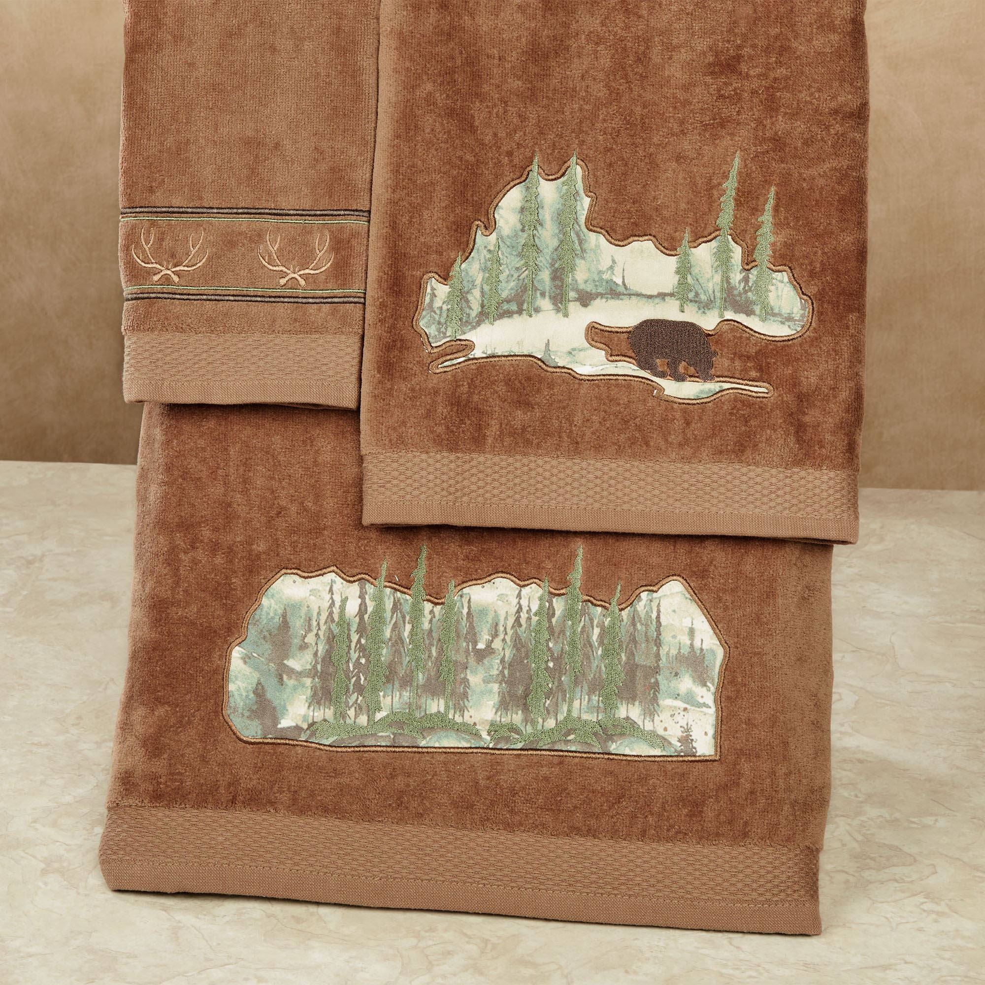 Rustic Cabin Country Decor Joshua Bath Towel Set Dark Brown Bath Hand ...