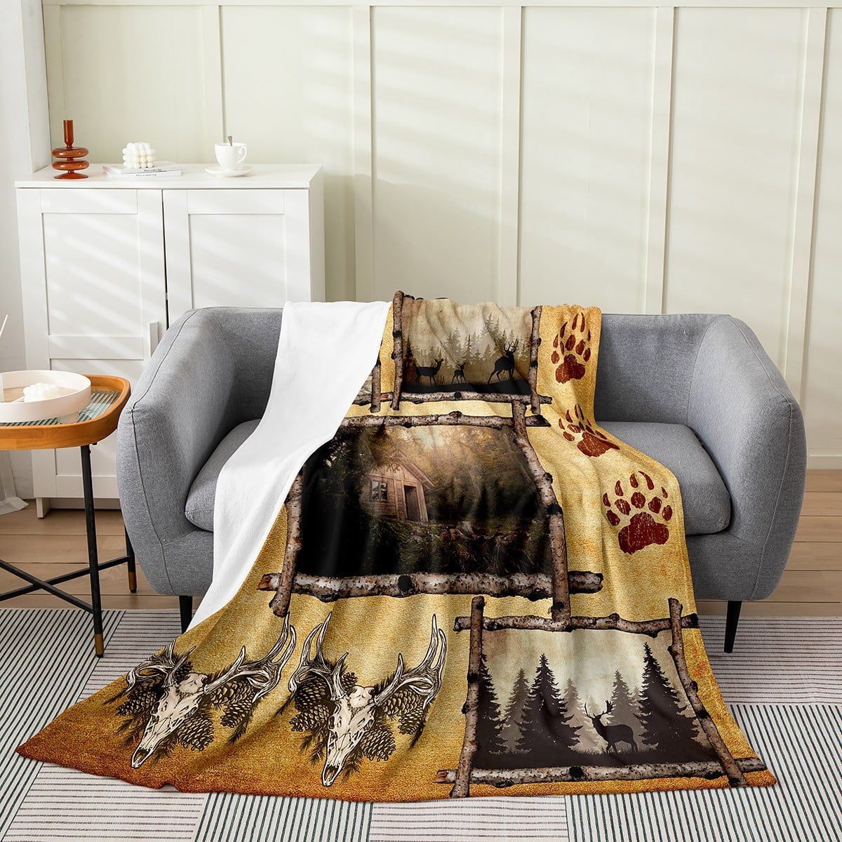 Rustic Cabin Decor Flannel Fleece Blanket Twin Size, Retro Farmhouse ...