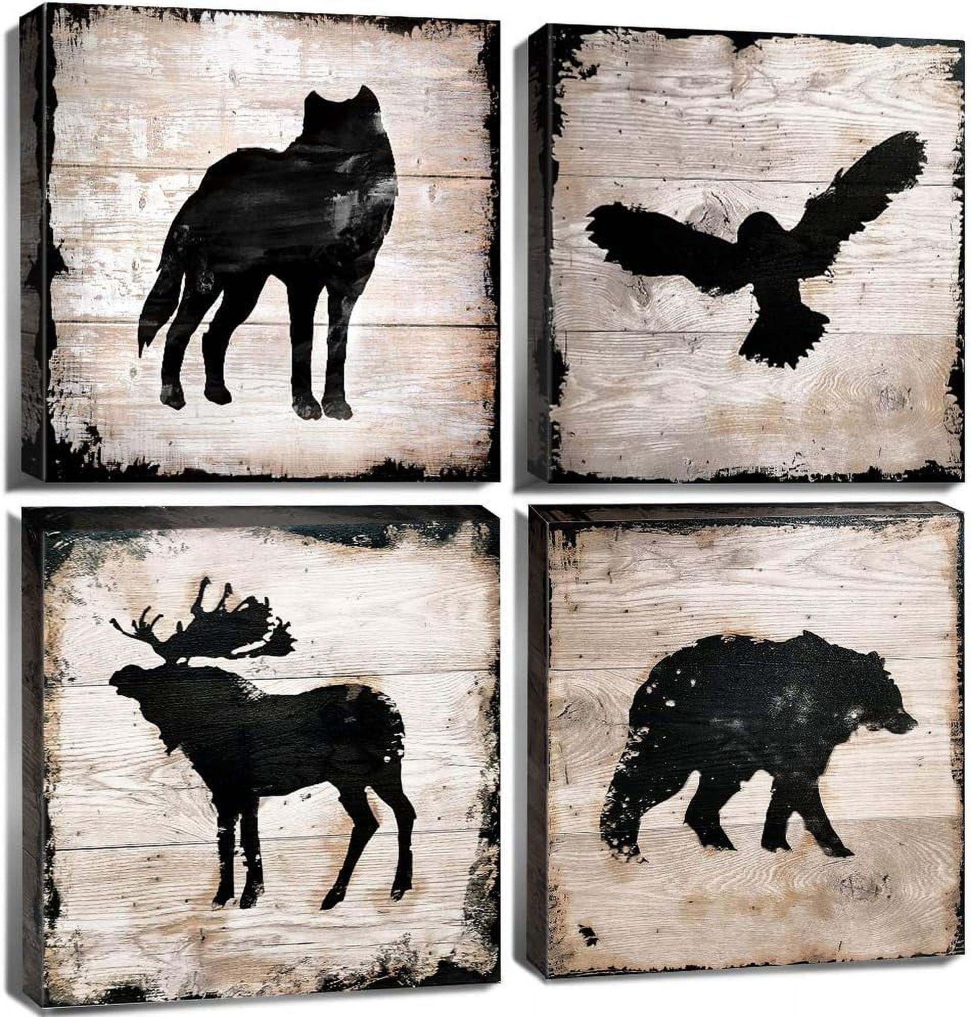 Rustic Cabin Decor Wildlife Wall Art Deer Wolf Moose Bear Pictures ...