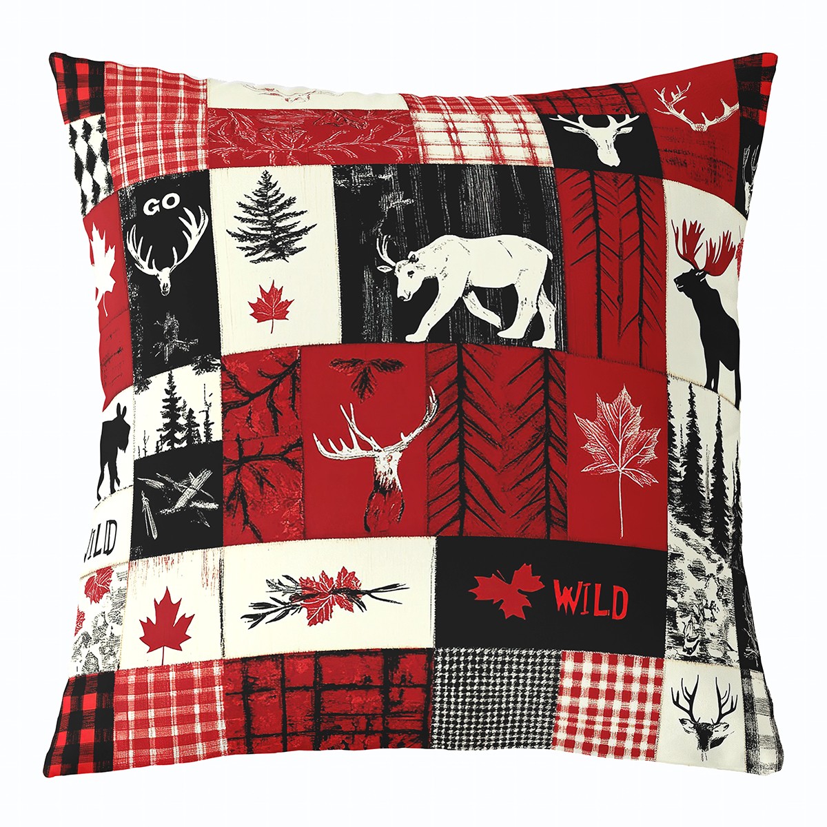 Rustic Cabin Pillow Cover,Woodland Alk Deer Moose Throw Pillow Cover ...