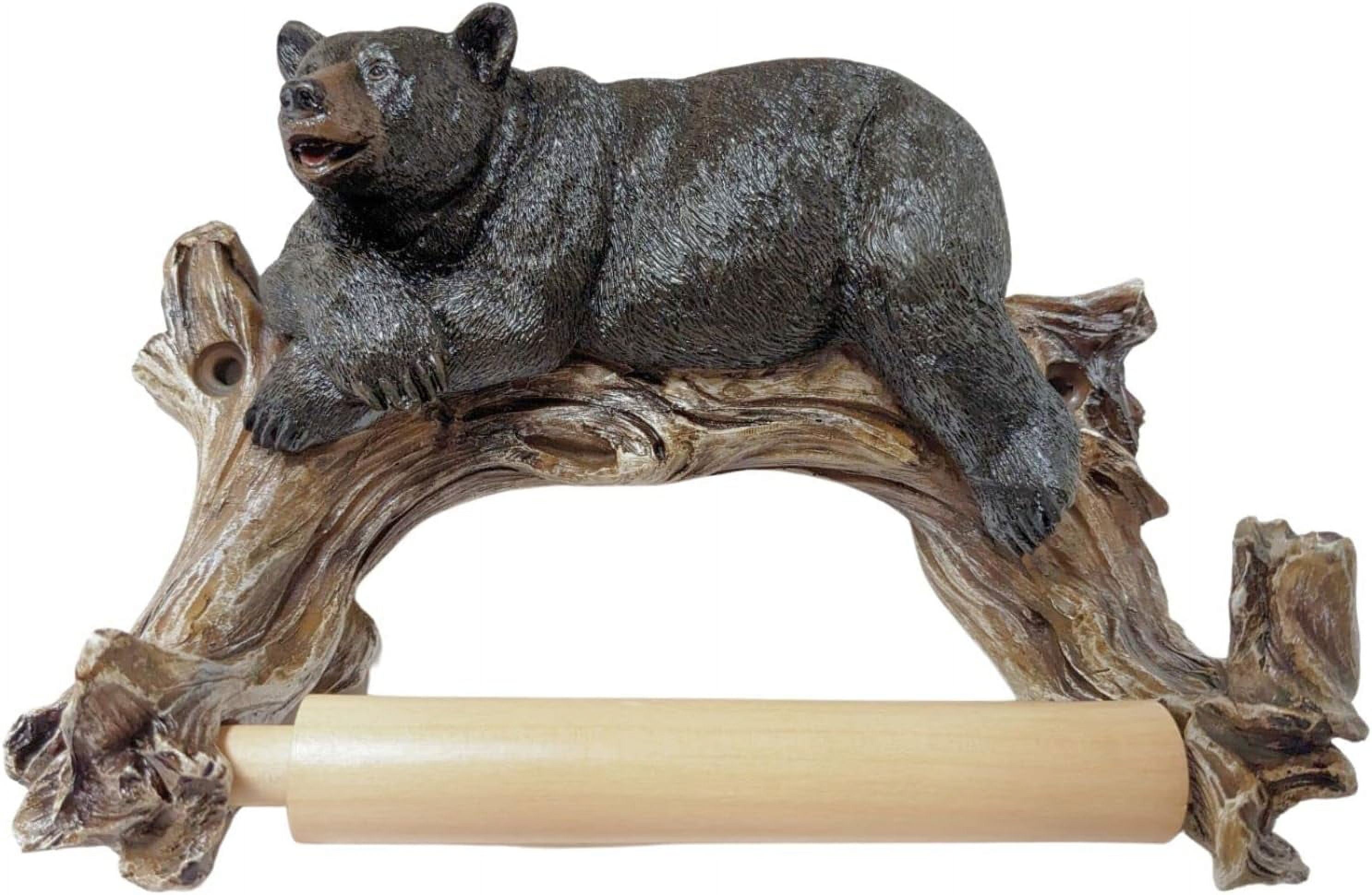 Rustic Cabin Style Black Bear on Log Holder Wall Mounted - Walmart.com