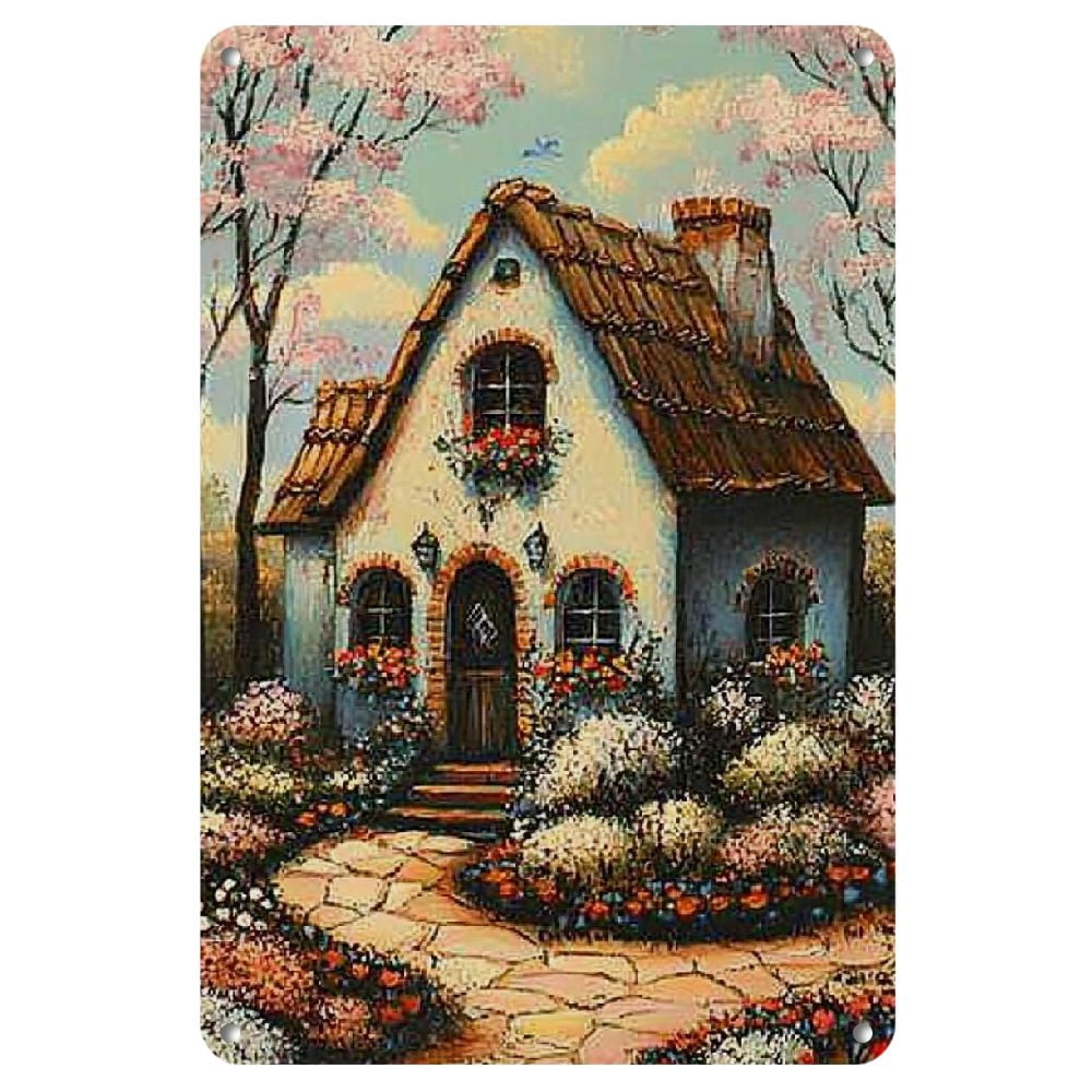 Rustic Cabin in the Woods Metal Tin Sign - Vintage Wall Decor for Home ...