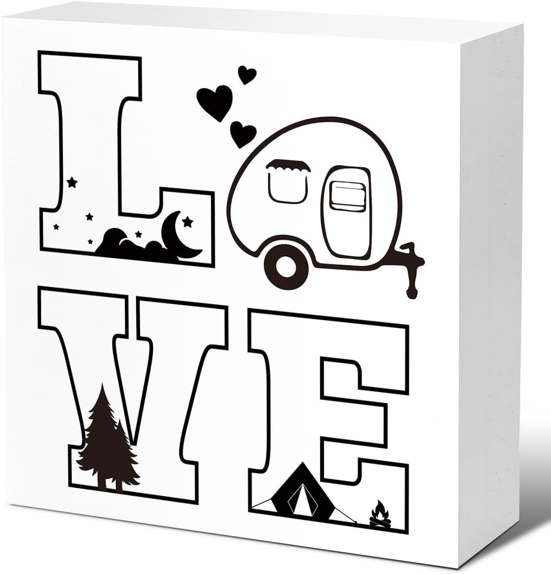 Rustic Camp Love Sign Camping Wood Blocks Sign,Camping Desk Decor ...