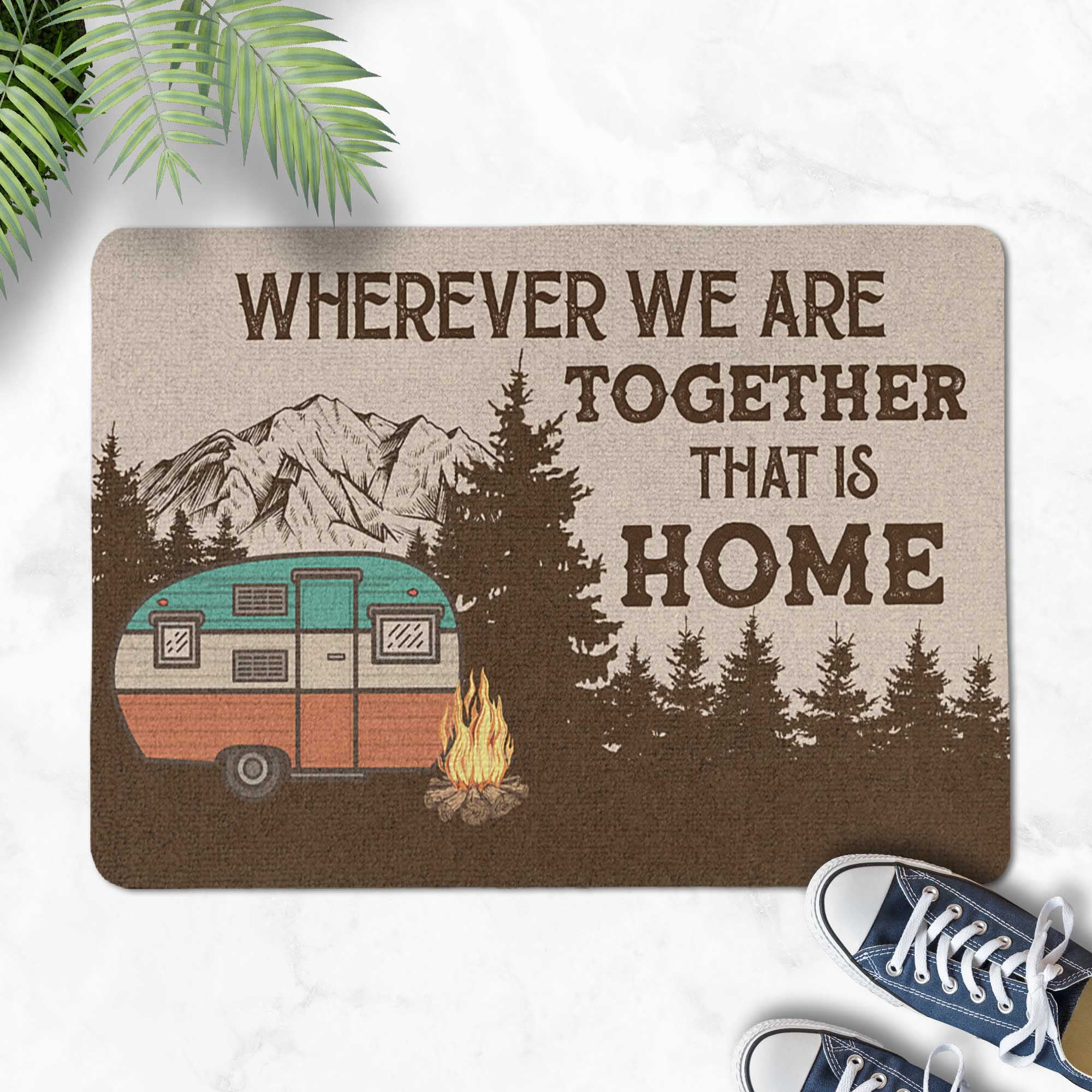 Rustic Camper Doormat – Together Is Home Welcome Mat with Vintage ...