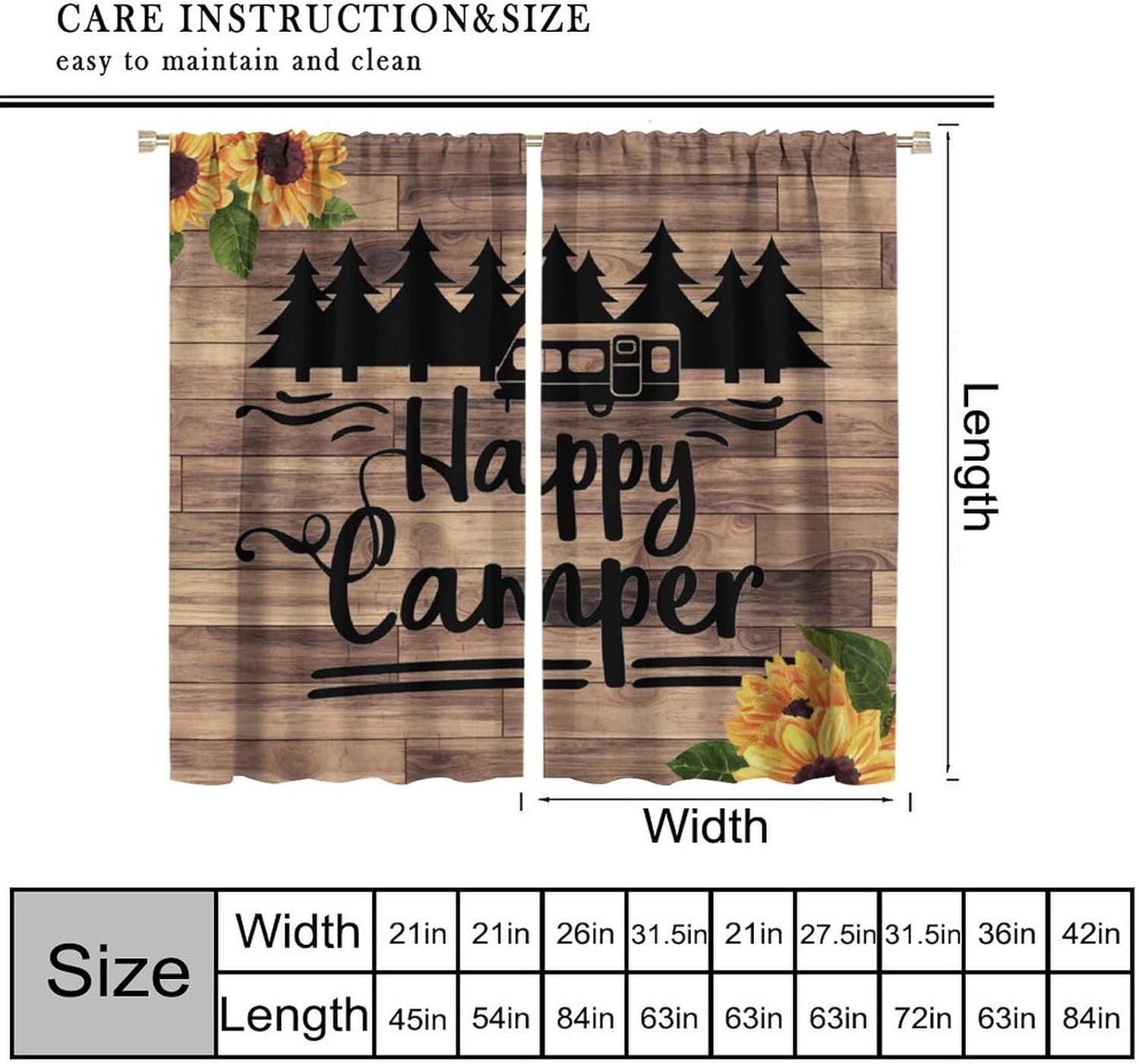 Rustic Camper Kitchen Curtains, Camping Vintage Farmhouse Country Brown ...