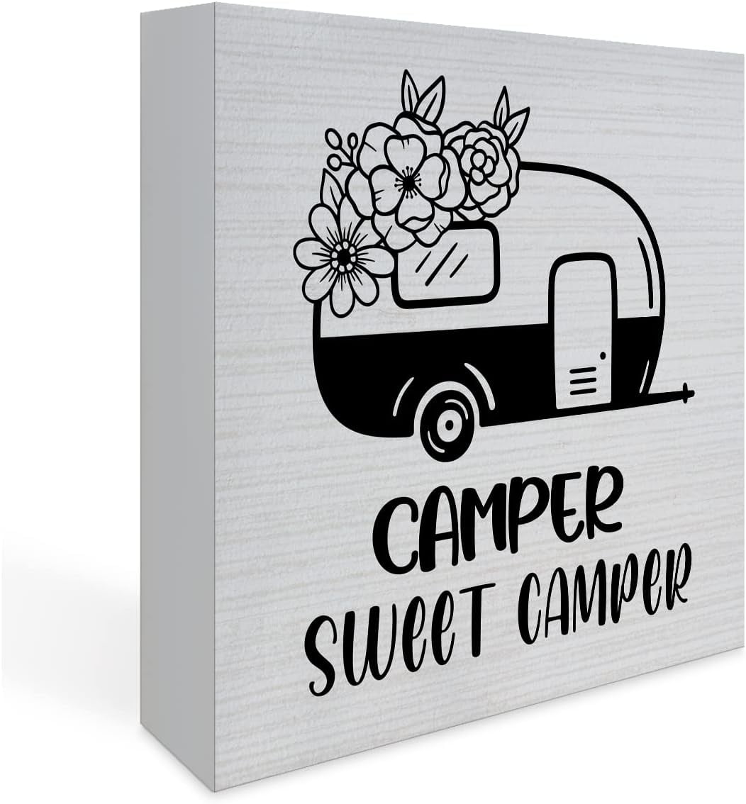 Rustic Camper Sweet Camper Wood Box Sign, Farmhouse Camping Artwork ...