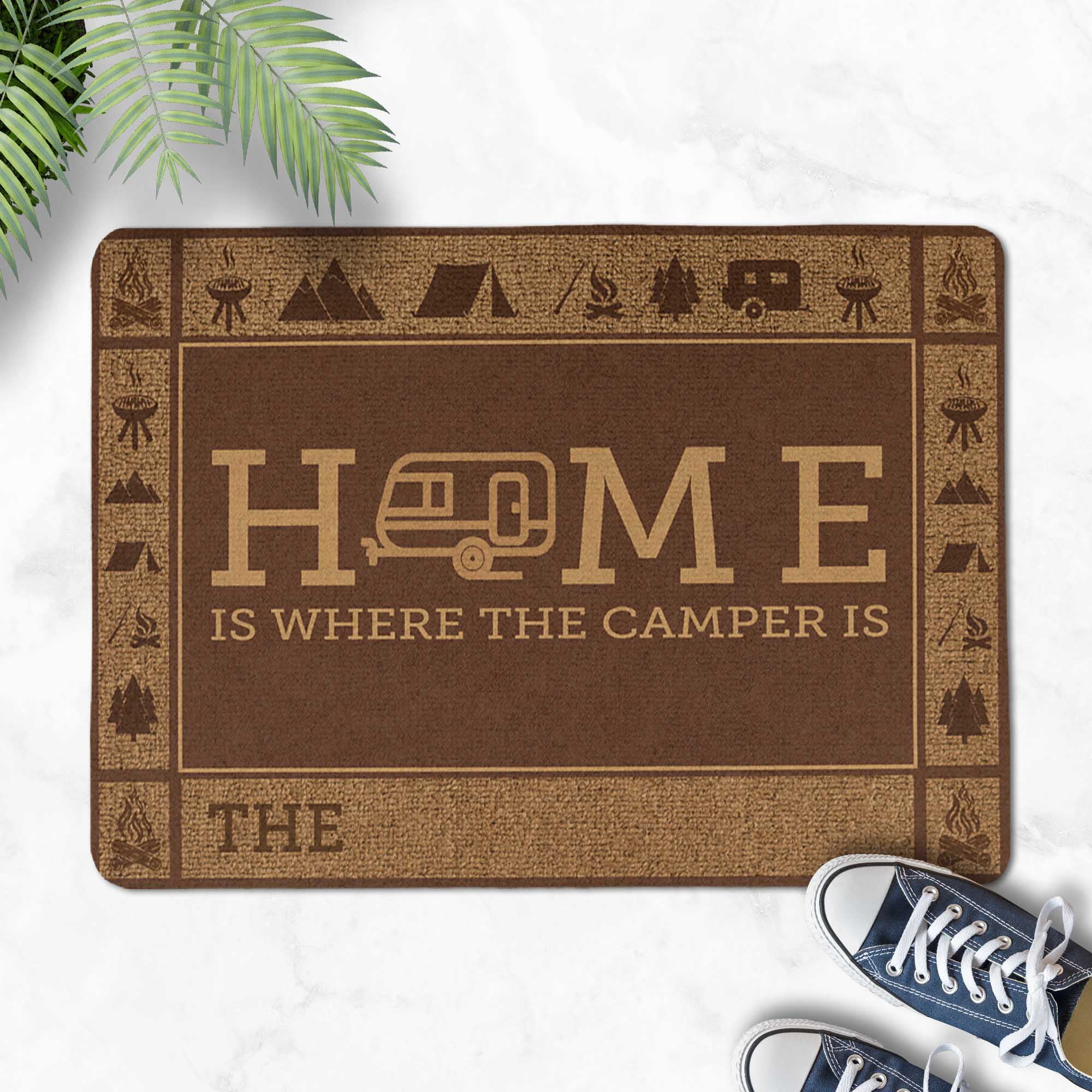 Rustic Camper Welcome Mat – Home Is Where The RV Is Doormat for Trailer ...