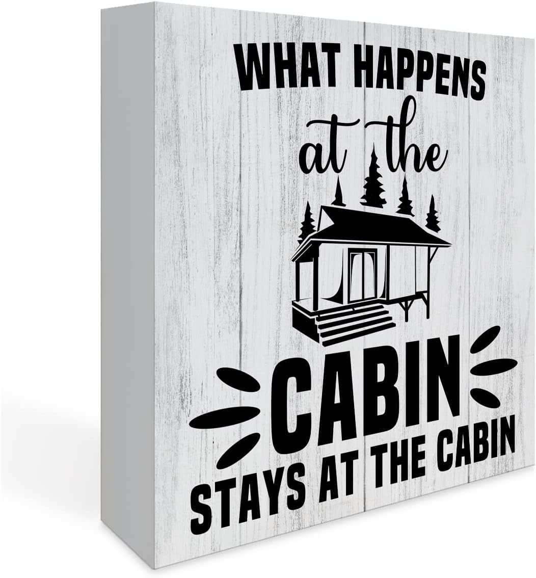 Rustic Camping Cabin Wood Box Sign, Farmhouse Camping Artwork Decor ...