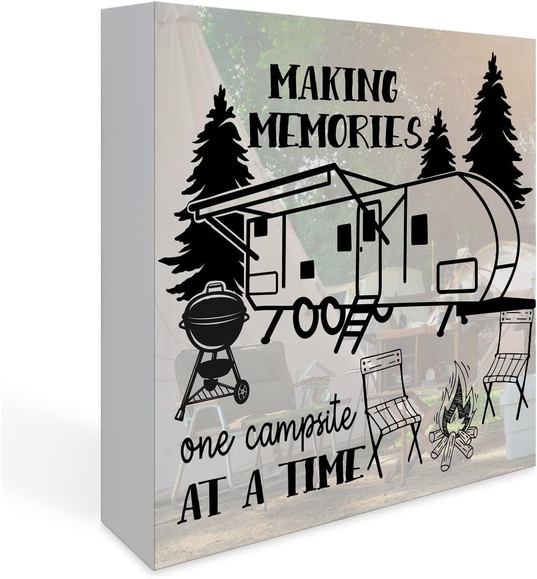 Rustic Camping Campsite Wood Box Sign, Farmhouse Camping Artwork Decor ...
